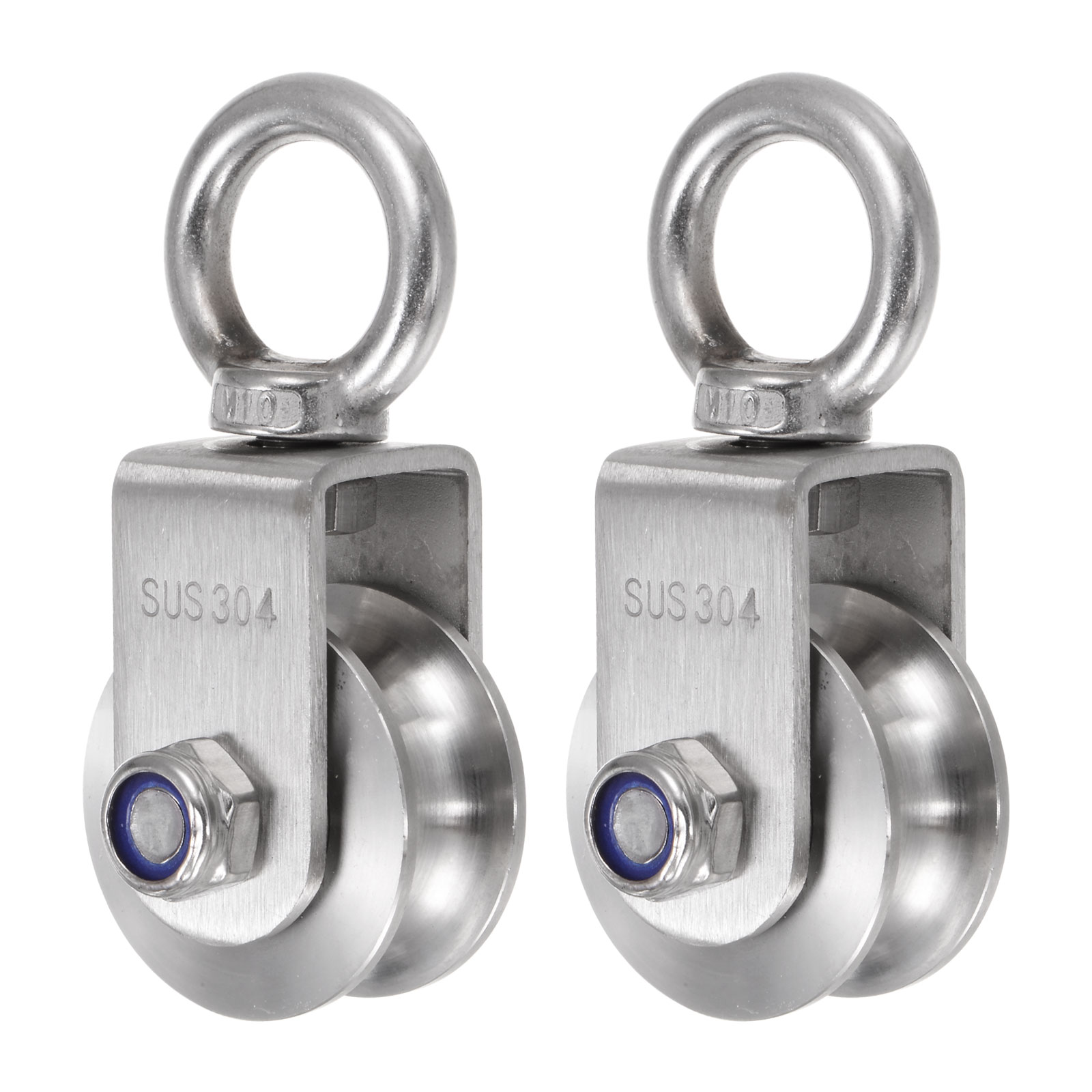 2 Pack Pulley Wheel 304 Stainless Steel, M48 U Type Duplex Bearing Rope ...