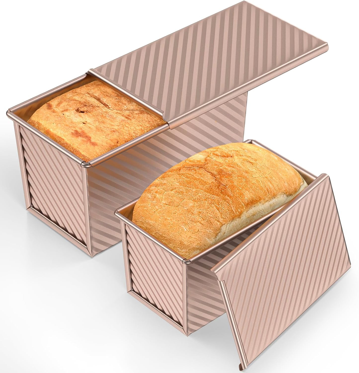 2 Pack Pullman Loaf Pan with Lid - Nonstick Bread Baking Pans for ...
