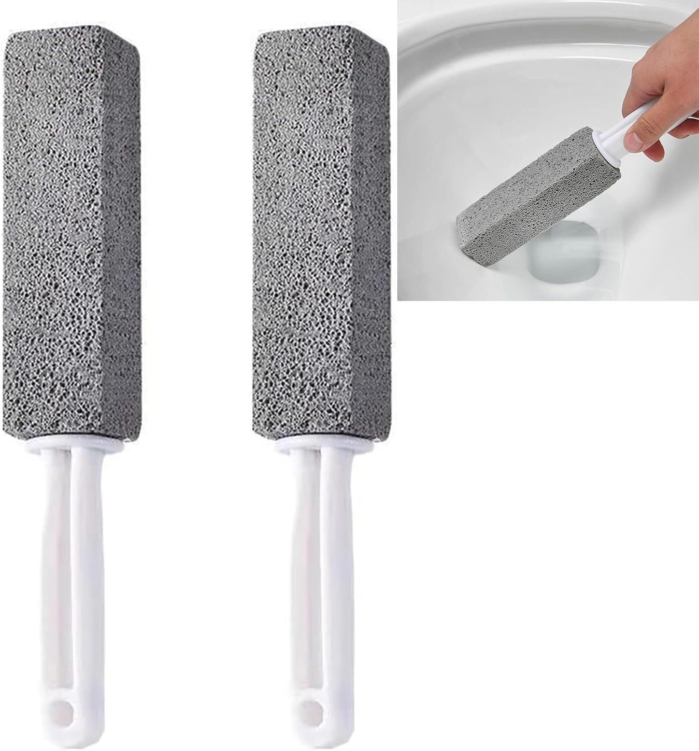 2 Pack Pumice Stone for Toilet Bowl Cleaning with Handle, Scouring ...