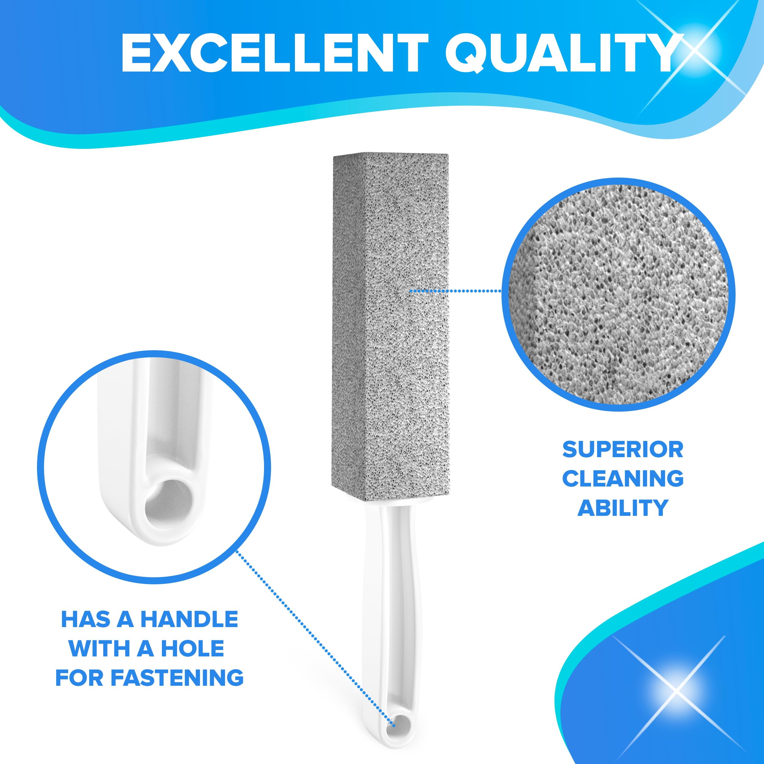 2 Pack Pumice Stone for Toilet Bowl Cleaning with Long Handle, Scouring ...