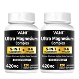 （2 Pack）Pure 5-in-1 420MG Magnesium Complex + B6 Vitamin - Magnesium ...