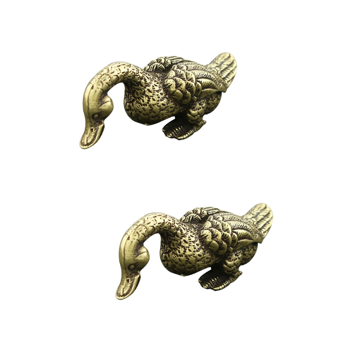 2 Pack Pure Copper Duck Animal Figurine Vintage Home Decor Car Toy Mini ...