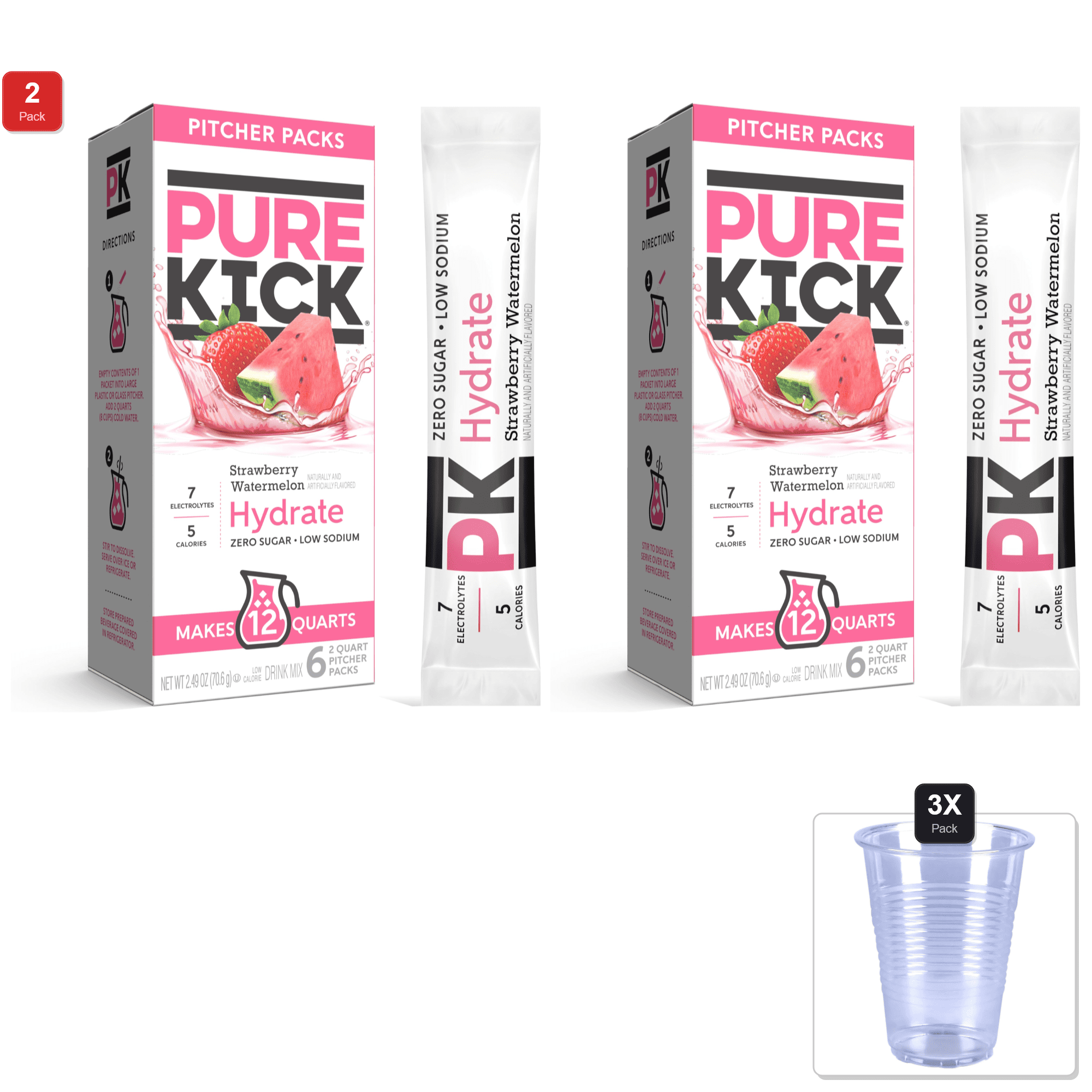 2 Pack | Pure Kick Hydration Pitcher Pack, Strawberry Watermelon ...