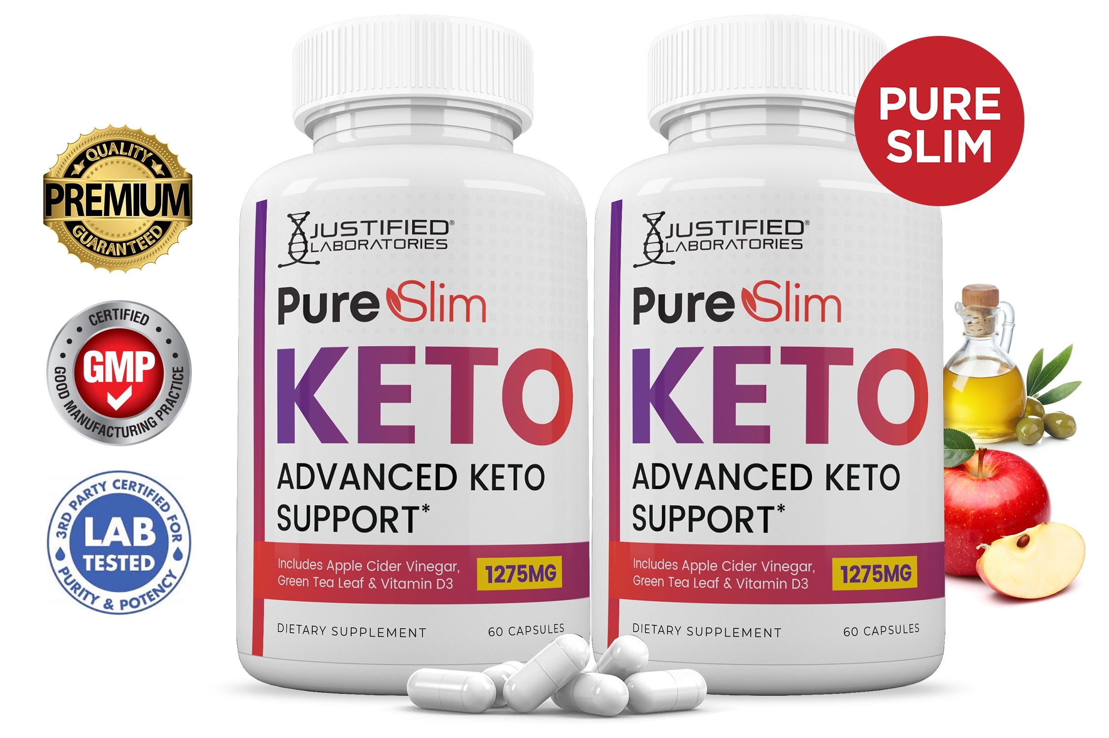 (2 Pack) Pure Slim Keto ACV Pills 1275mg Alternative to Gummies Dietary ...