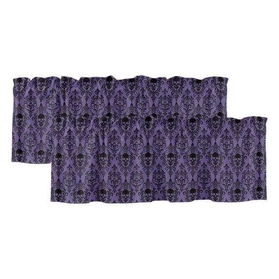 2 Pack Purple Black Skulls Valance for Window Mysterious Fantasy ...