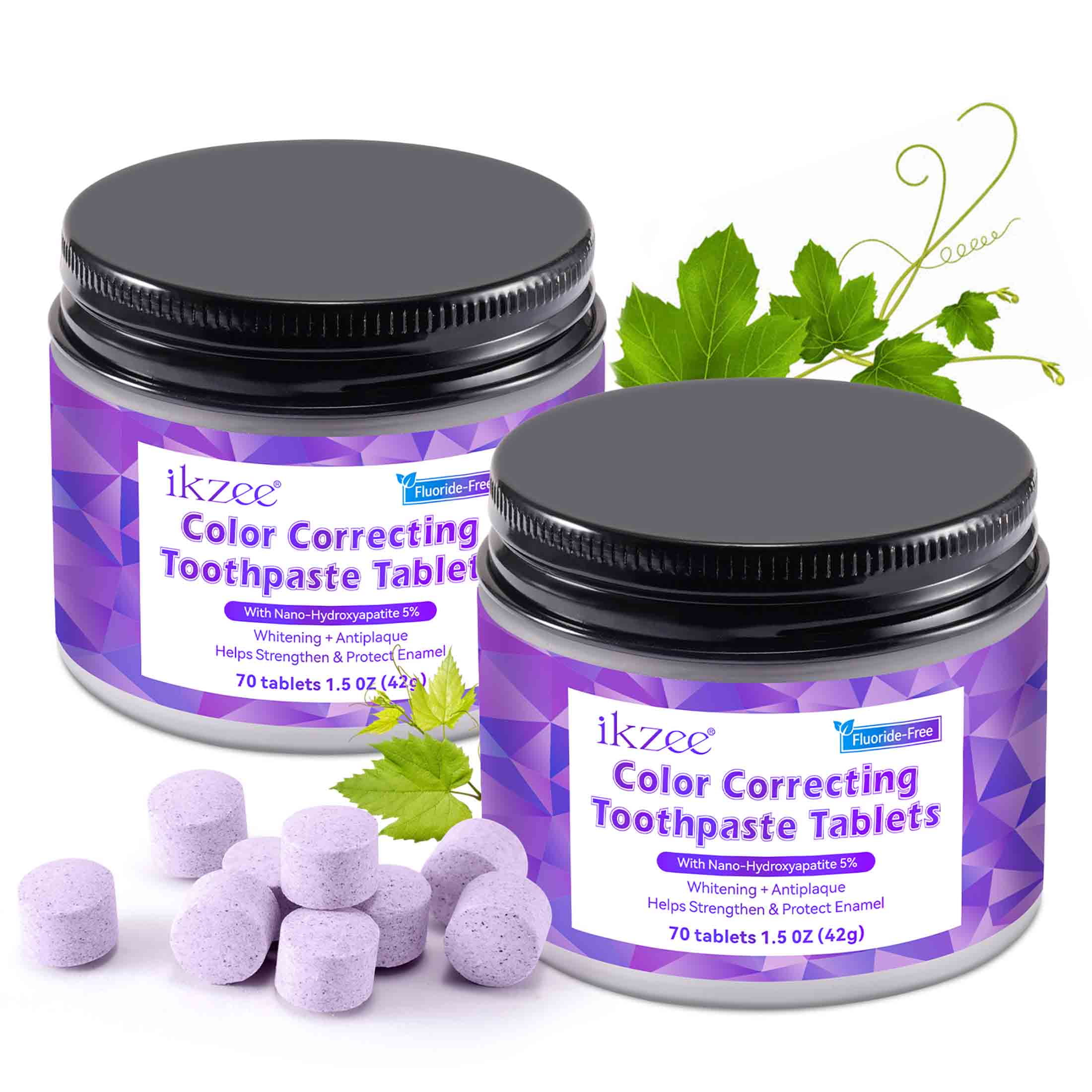 2-Pack Purple Brightening Toothpaste Tablet, Travel Mouthwash Tablets ...
