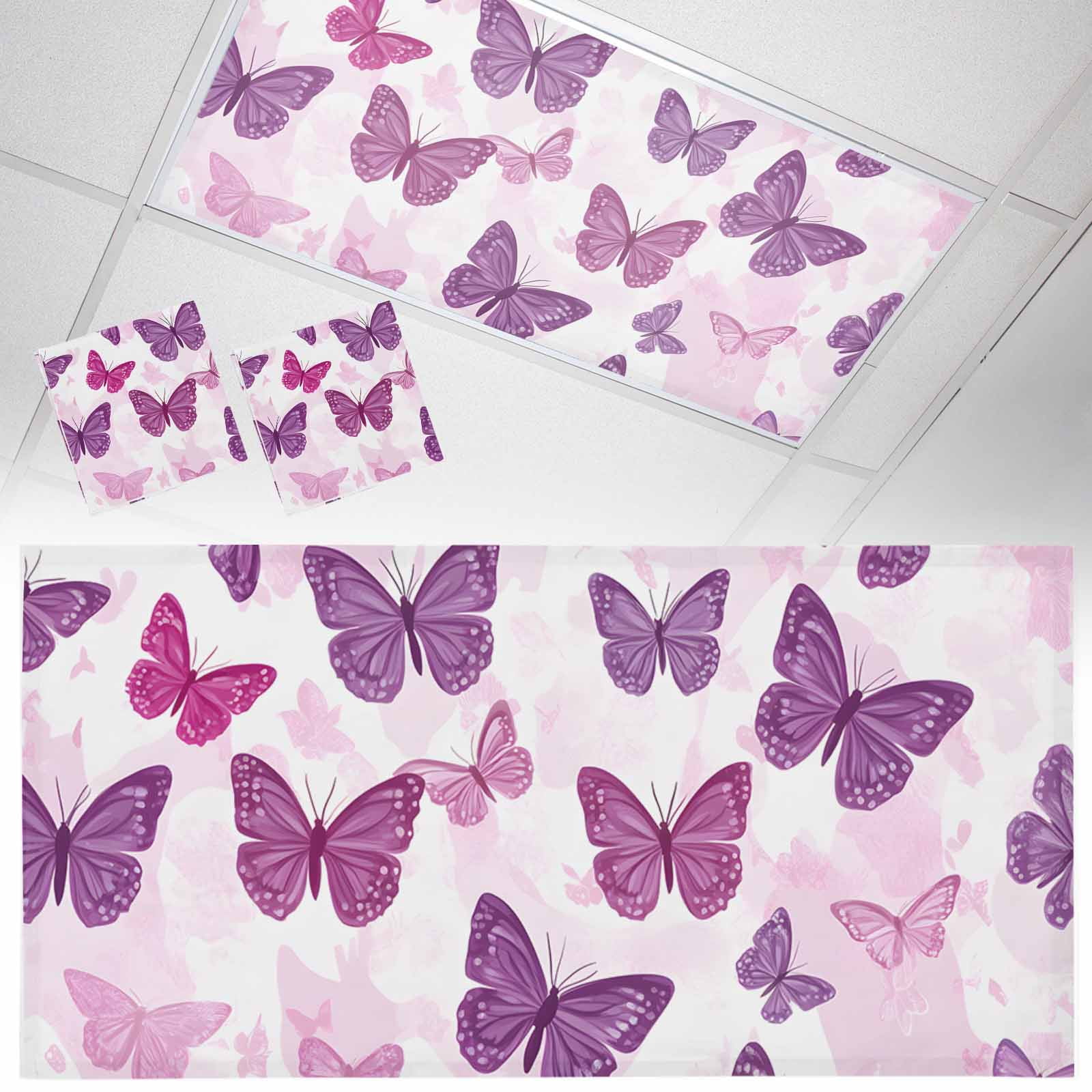 2 Pack Purple Butterfly Fluorescent Light Covers for Ceiling Lights ...