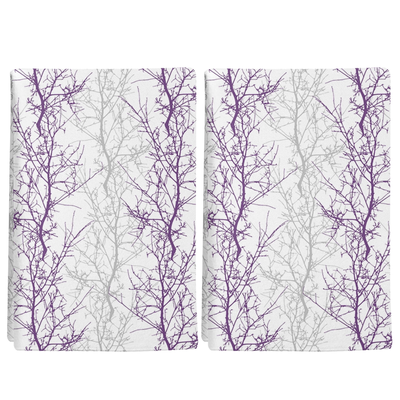 2 Pack Purple Grey Kitchen Towels Tree Branch Decorative Dish Towel ...