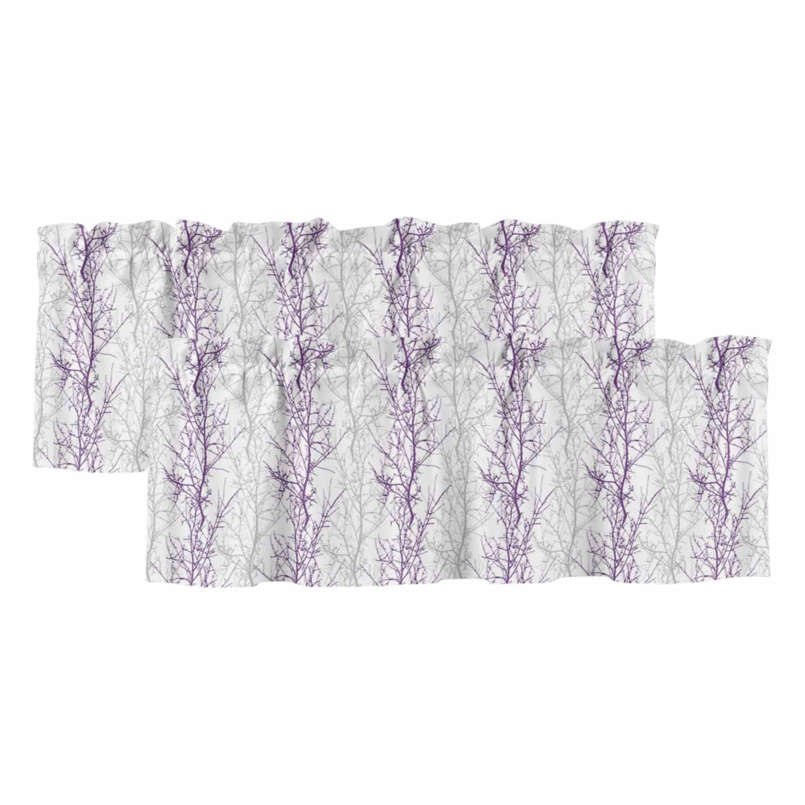 2 Pack Purple Grey Valance for Window Tree Branch Kitchen Valance Rod ...