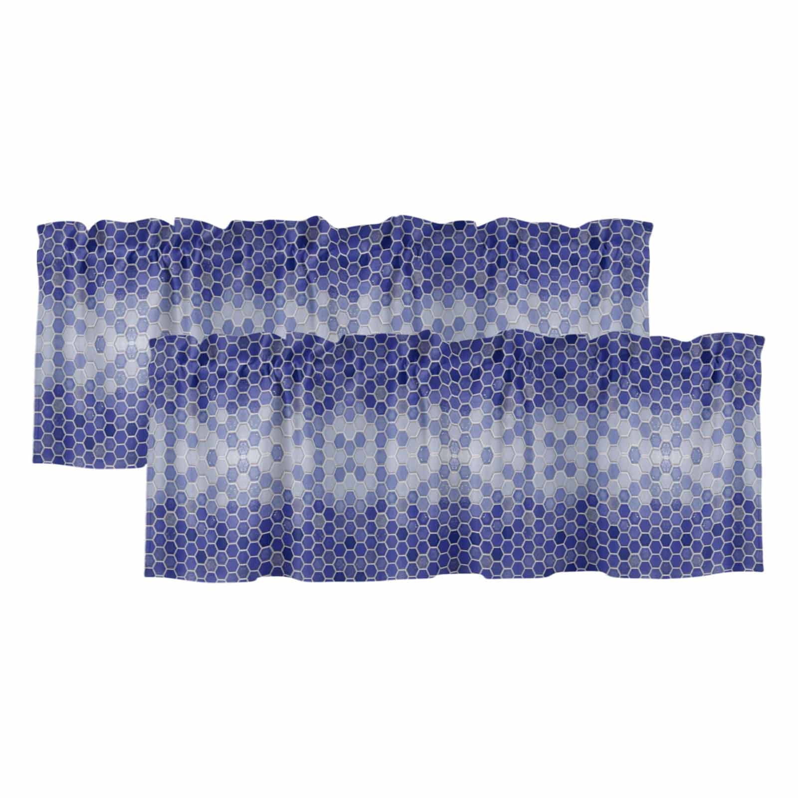 2 Pack Purple Honeycomb Plaid Valance for Window Modern Abstract ...