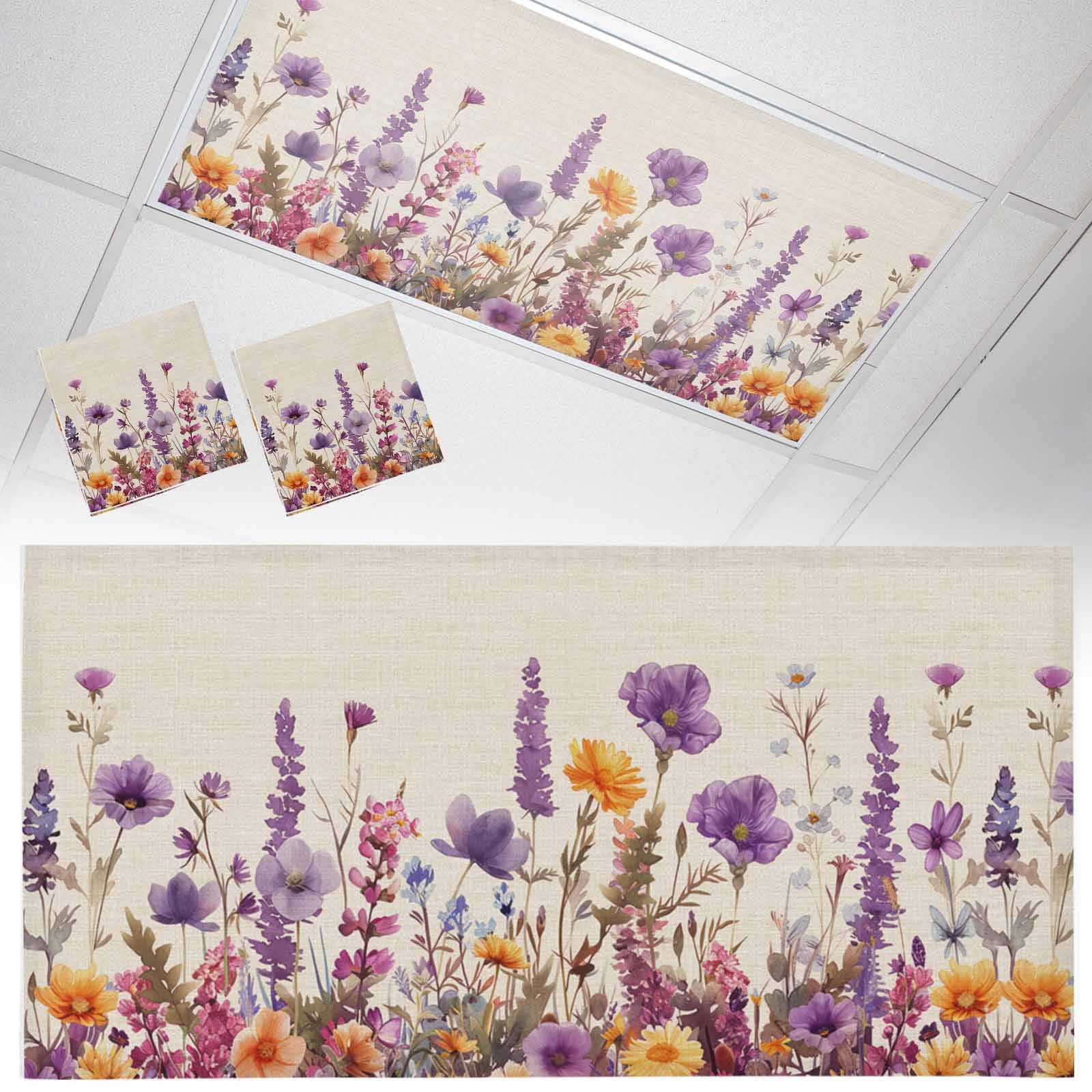 2 Pack Purple Poppy Fluorescent Light Covers for Ceiling Lights ...