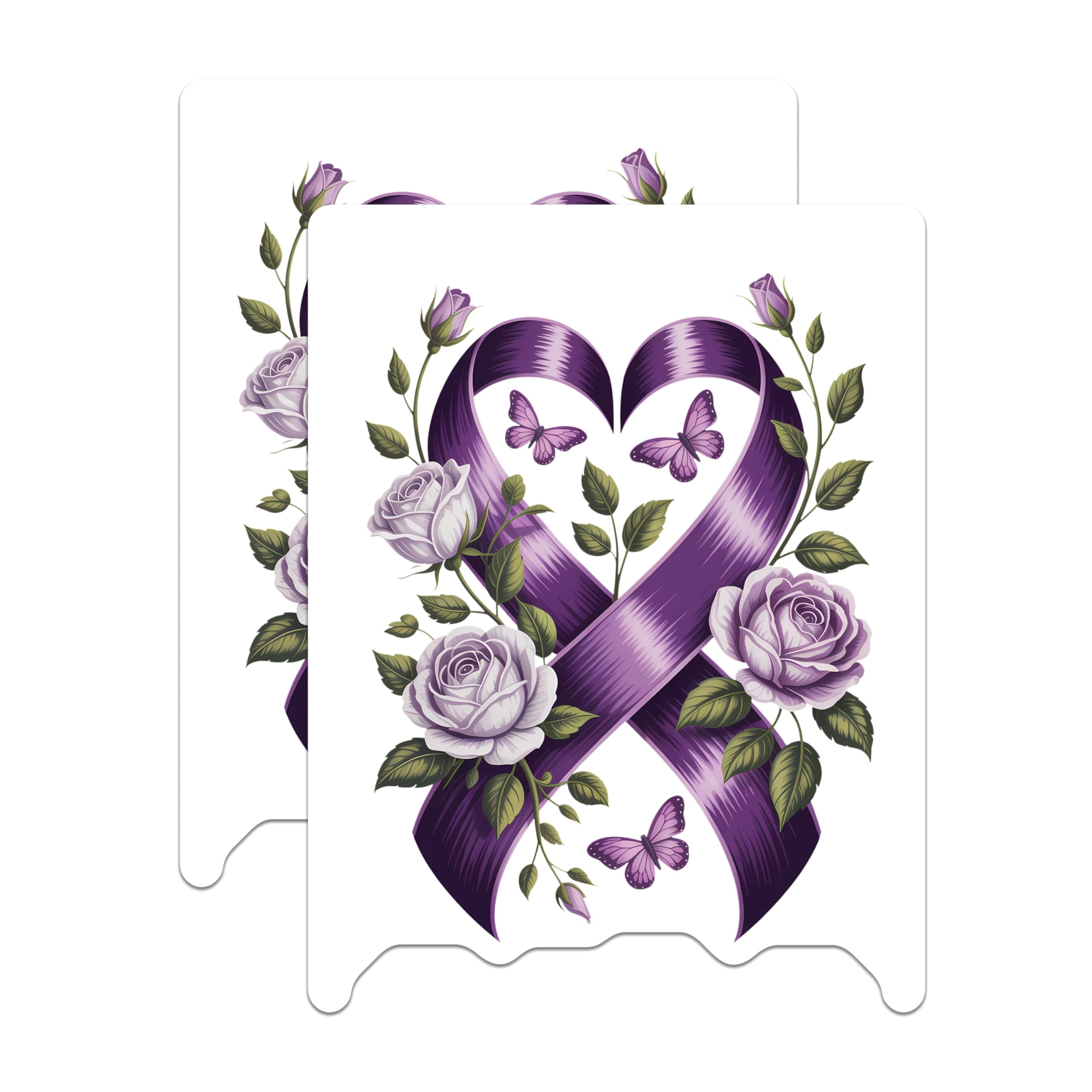 (2 Pack) Purple Ribbon Magnets - Butterfly Rose Magnets - Awareness ...