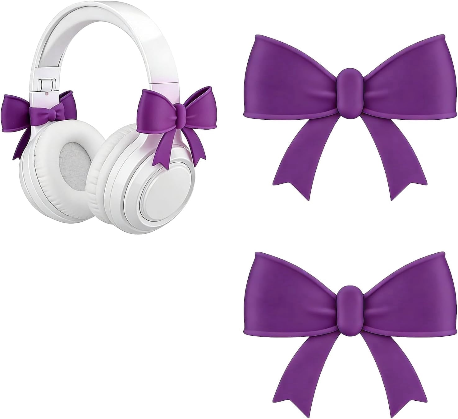 2 Pack Purple Silicone Bow Headphone Accessory,Cute Headphones ...