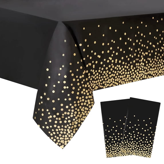 2-Pack Purple and Gold Plastic Tablecloth, 54 x 108 Inch Rectangular ...