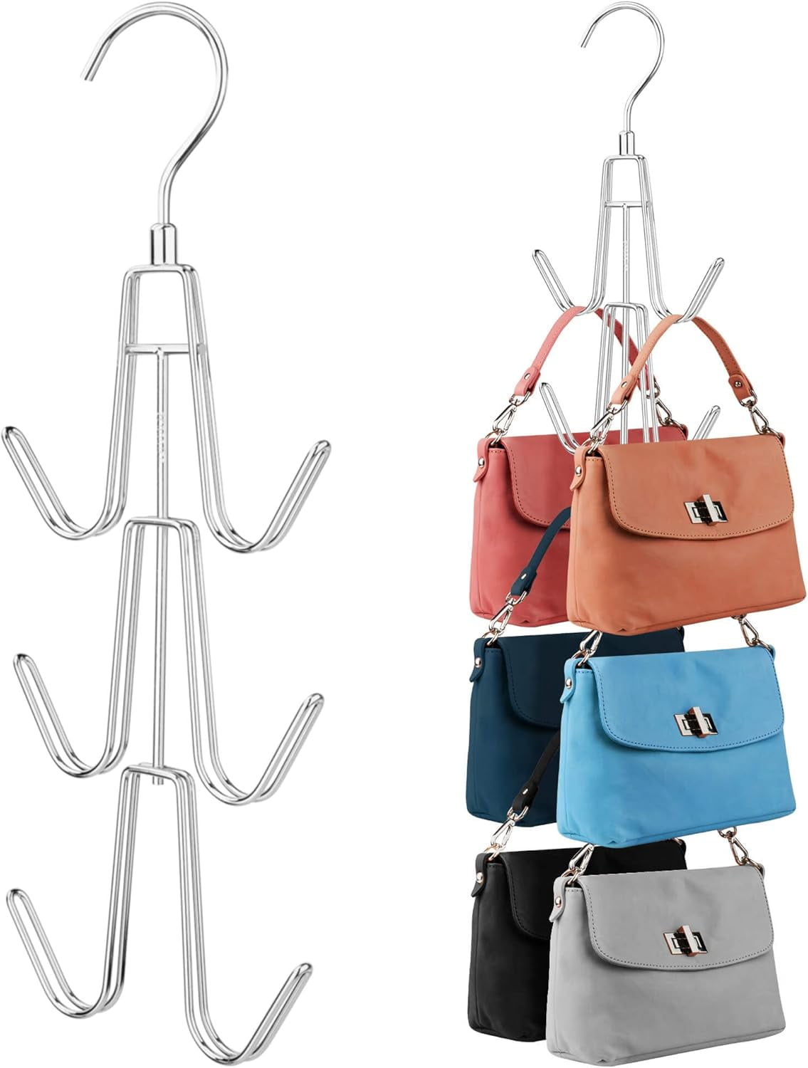 2 Pack Purse Hanger for Closet , Hanging Purse Organizer Metal Handbag ...