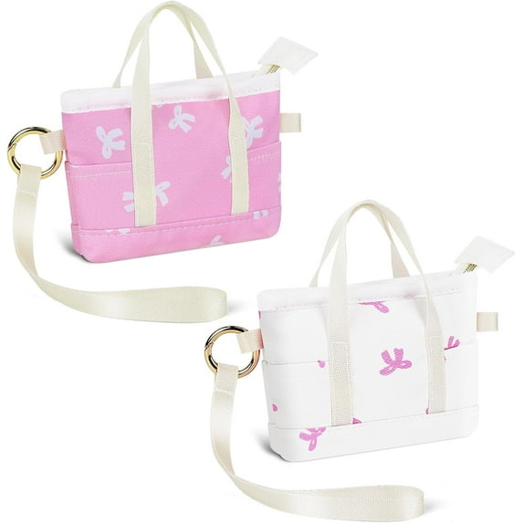 2 Pack Purse , Mini Tote Bag with Wristlet, Cute Makeup Pouch Bag ...