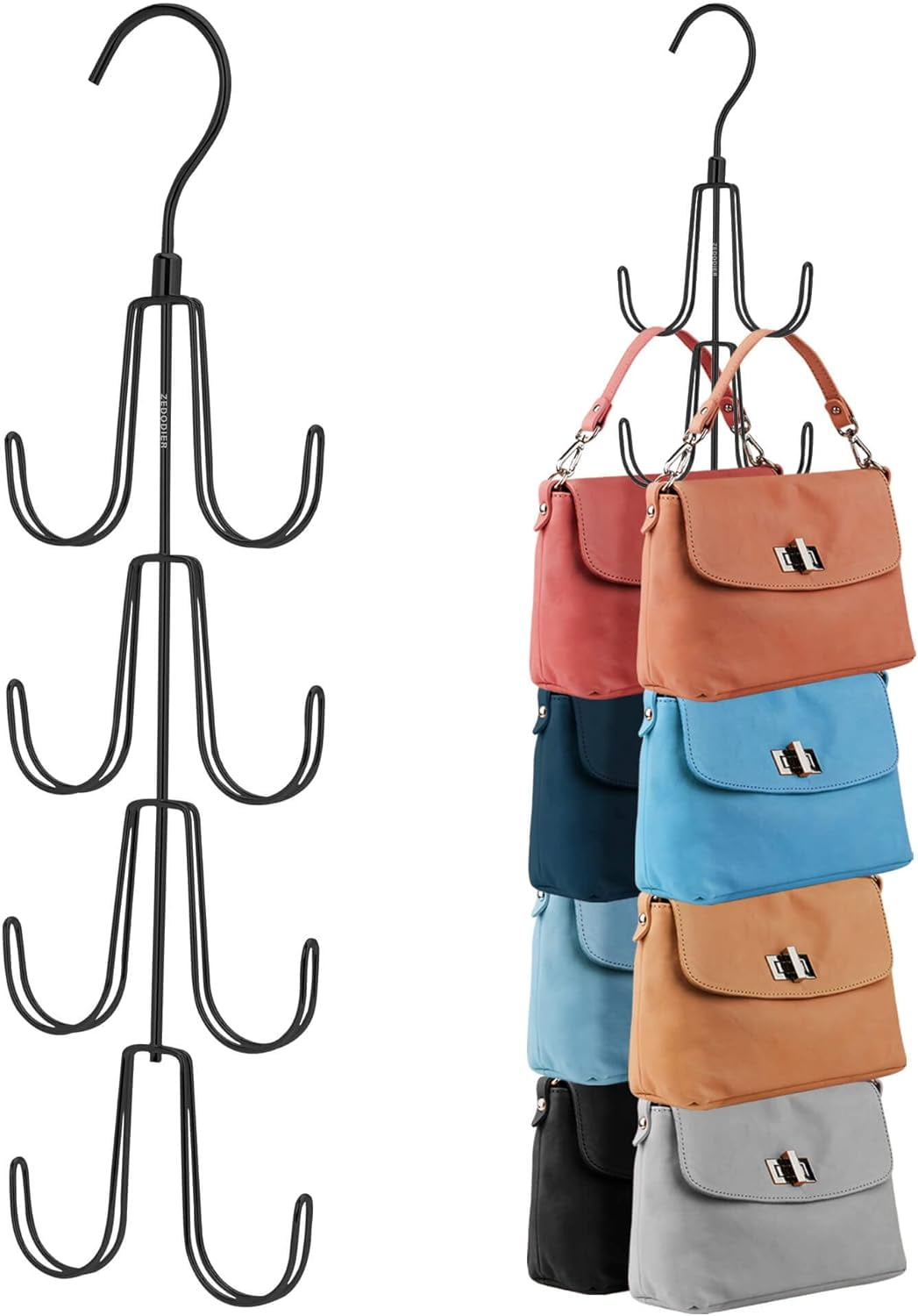 2 Pack Purse Organizer for Closet, Rotatable Purse Hanger Bag Holder ...