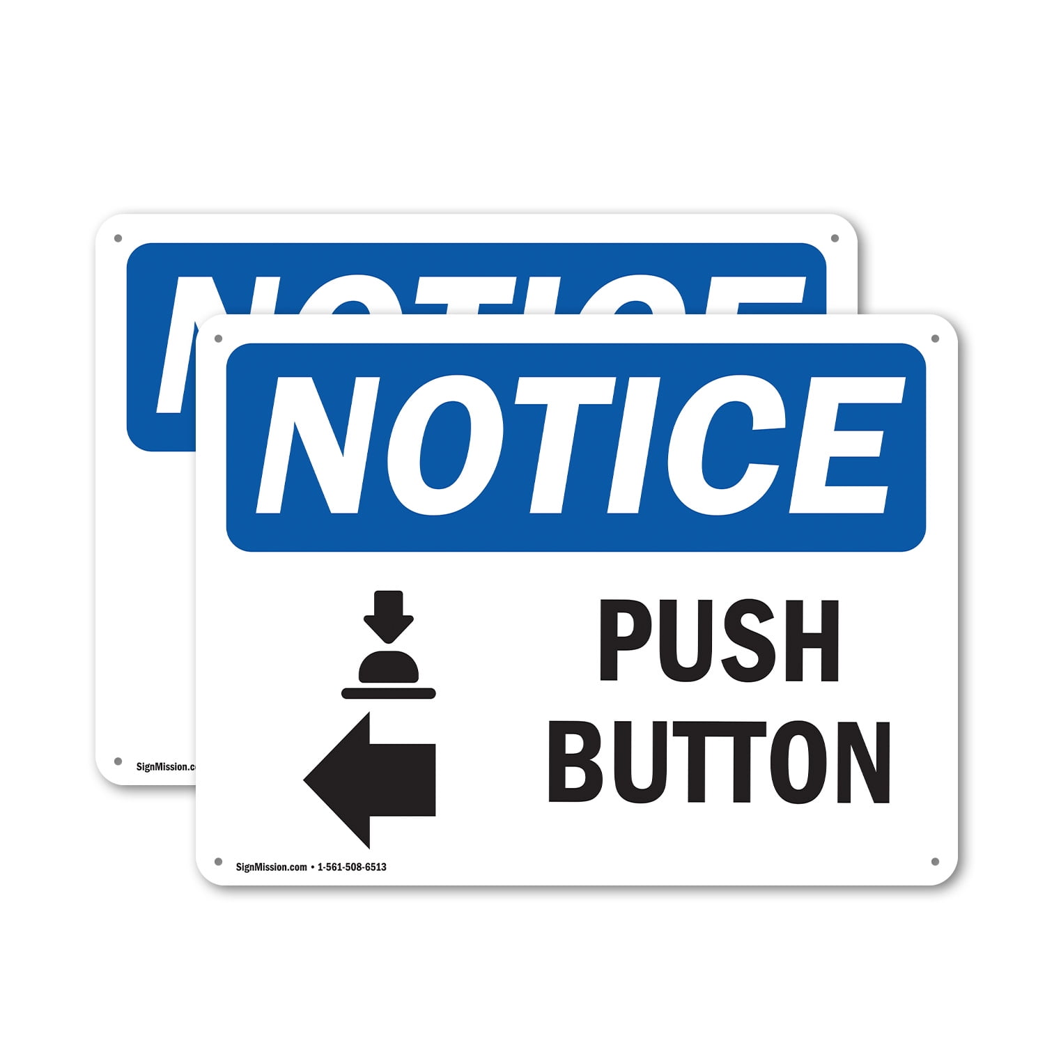(2 Pack) Push Button [Left Arrow] OSHA Notice Sign 14 Inch X 10 Inch ...