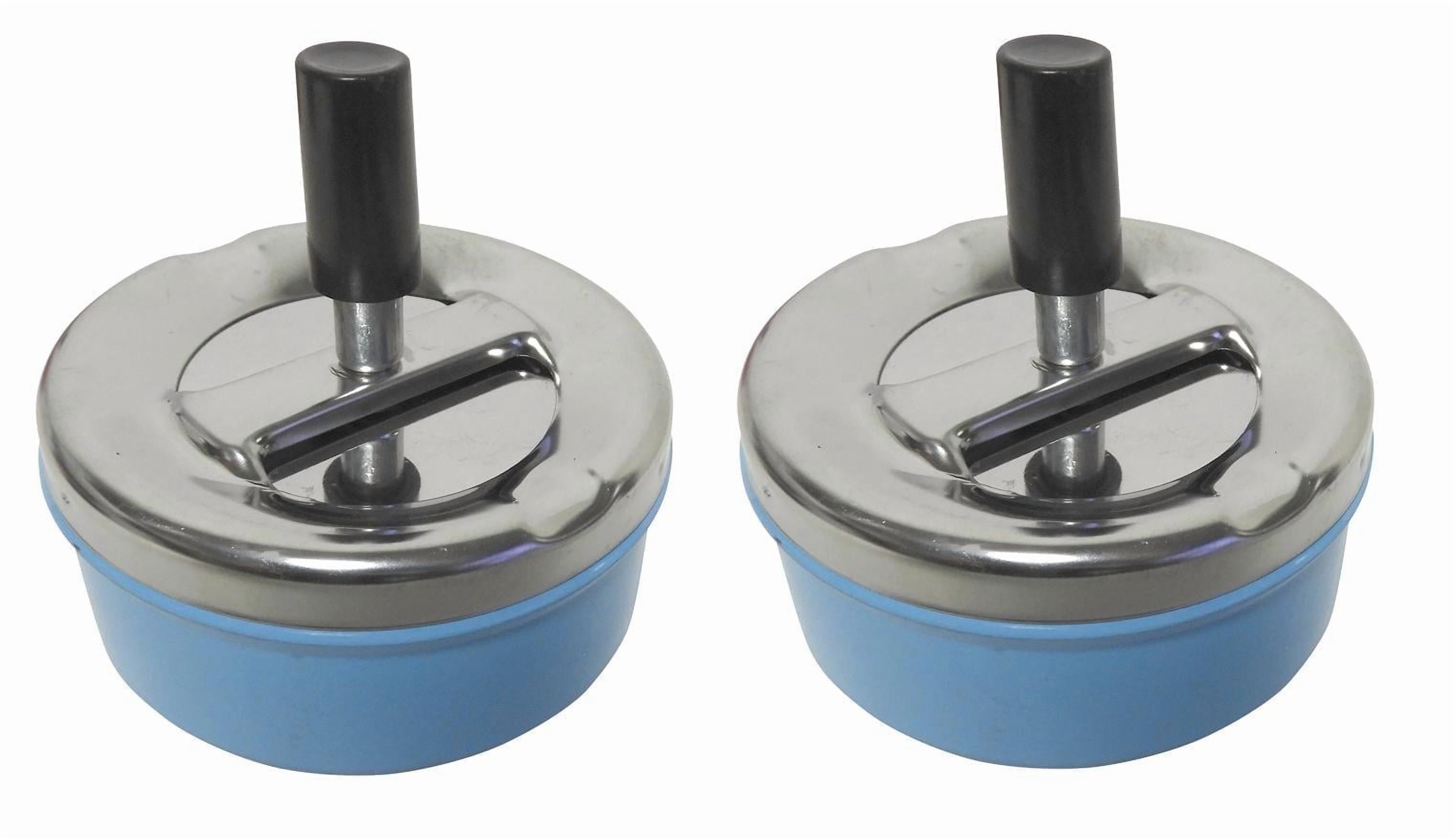 2-Pack Windproof Metal Round Retro Spinning Ashtrays, Blue Solid by ...