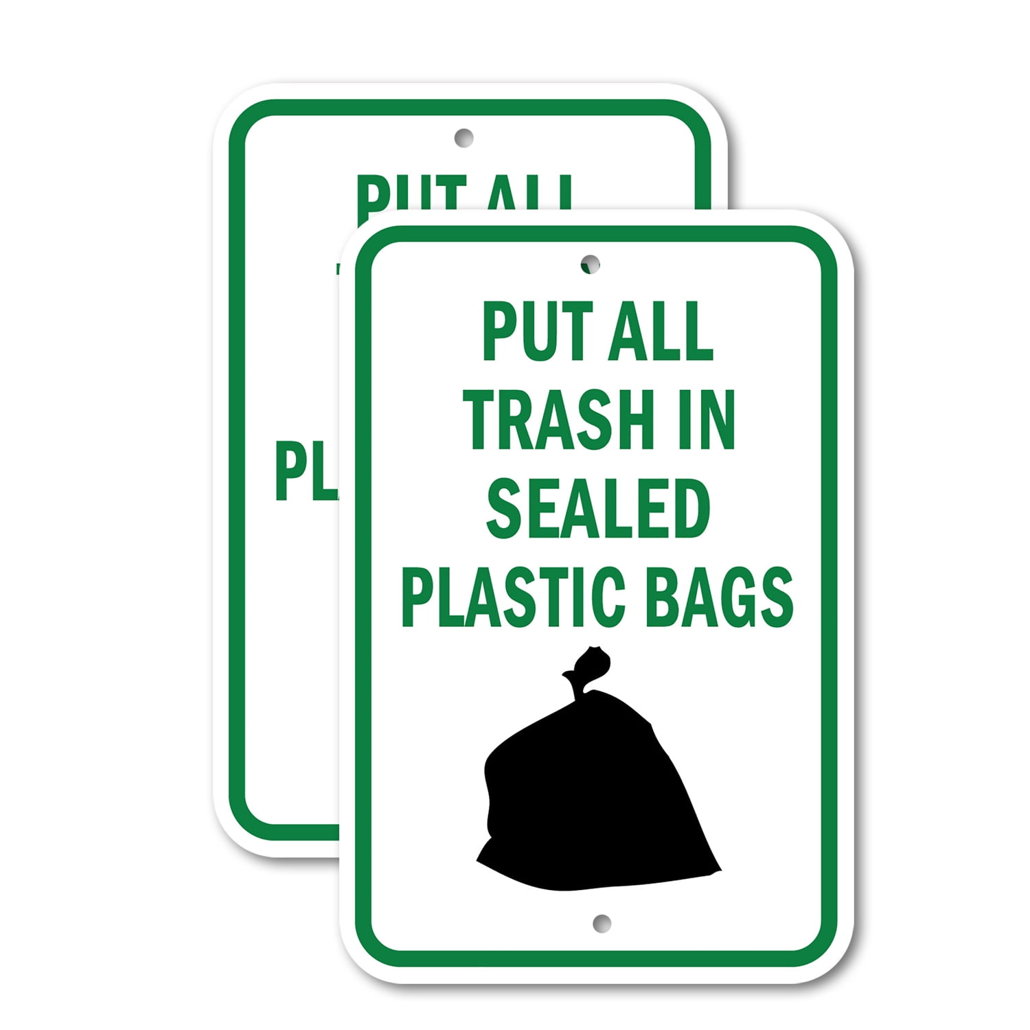 (2 Pack) Put All Trash In Sealed Plastic Bags | 18" X 24" Heavy-Gauge ...
