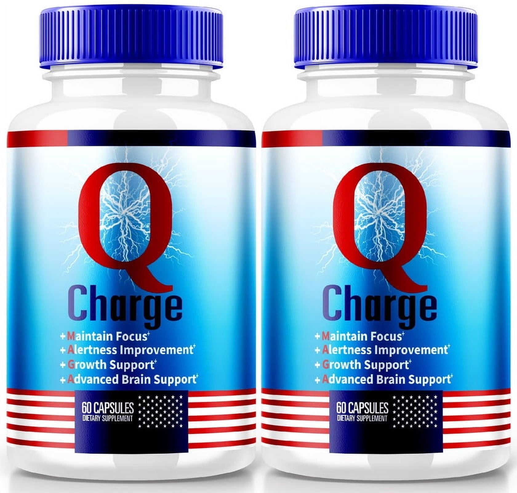 (2 Pack) Q Charge Capsules, All Natural Cognitive Support Pills ...