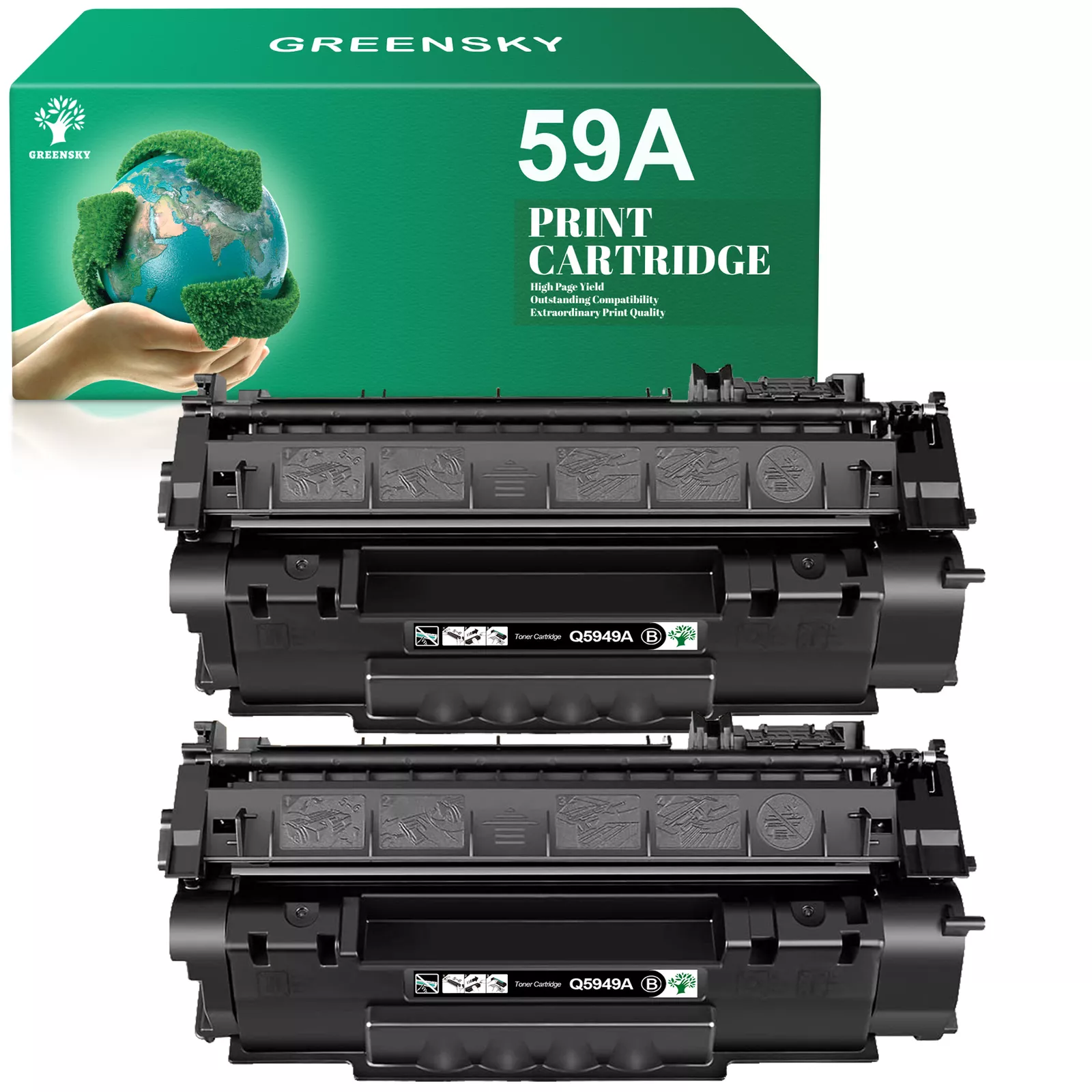 2 Pack Q5949A 49A Toner Cartridge For Black LaserJet 1320T 1320TN 3390 ...