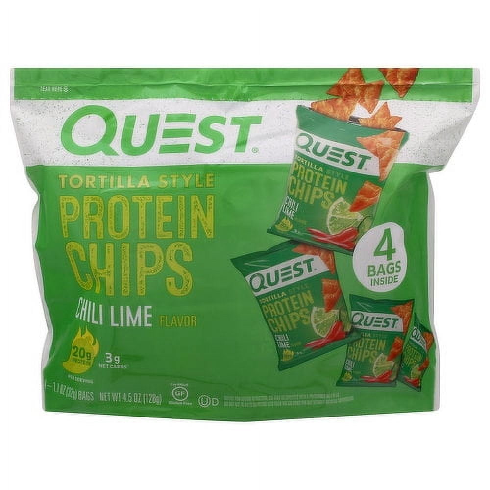 2 Pack - QUEST CHIPS TORTILLA PROTEIN CHILI LIME 4CT/4.5OZ Package May ...