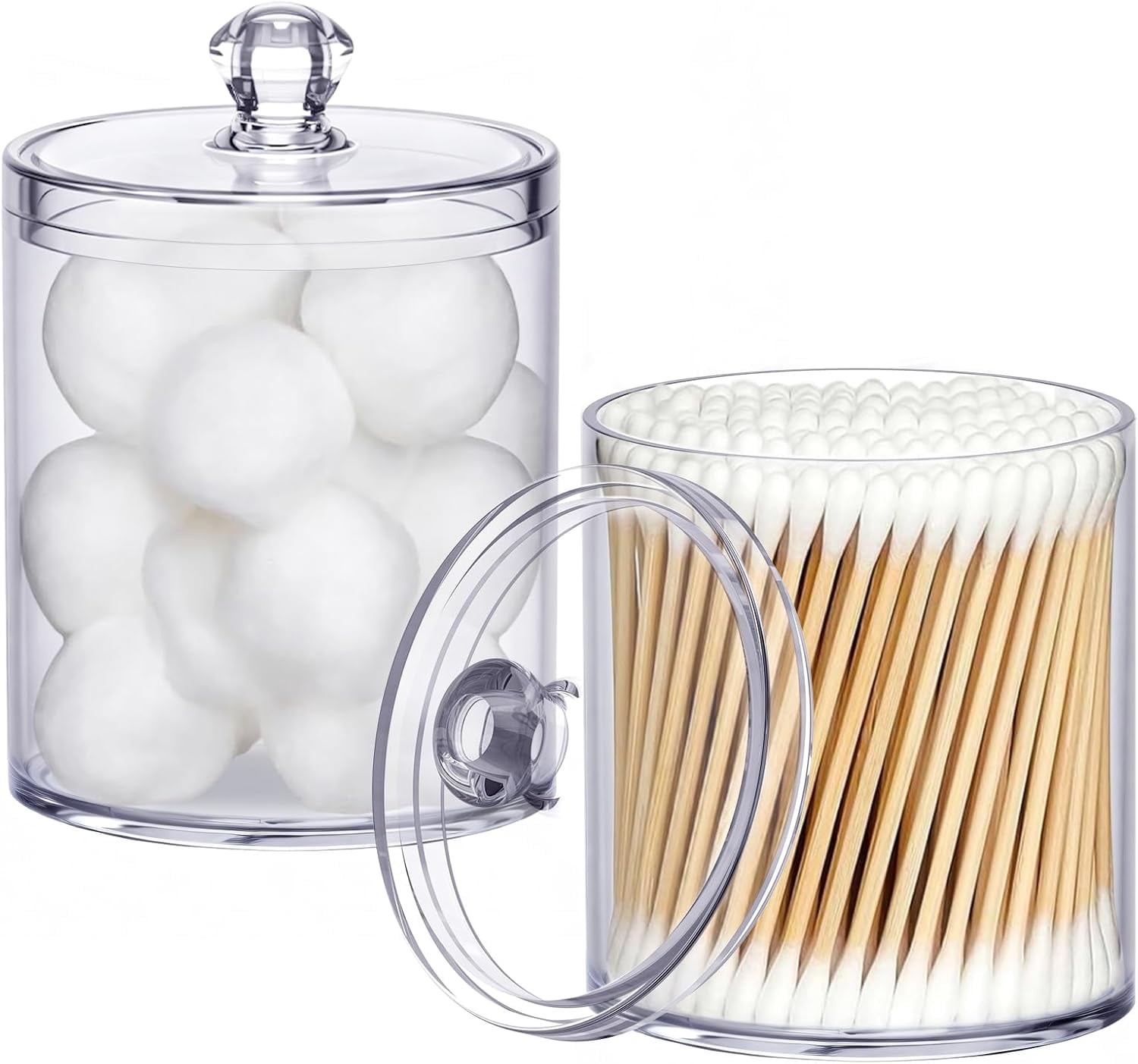 2 Pack Qtip Holder Bathroom Canister Apothecary Jars with Lids ...