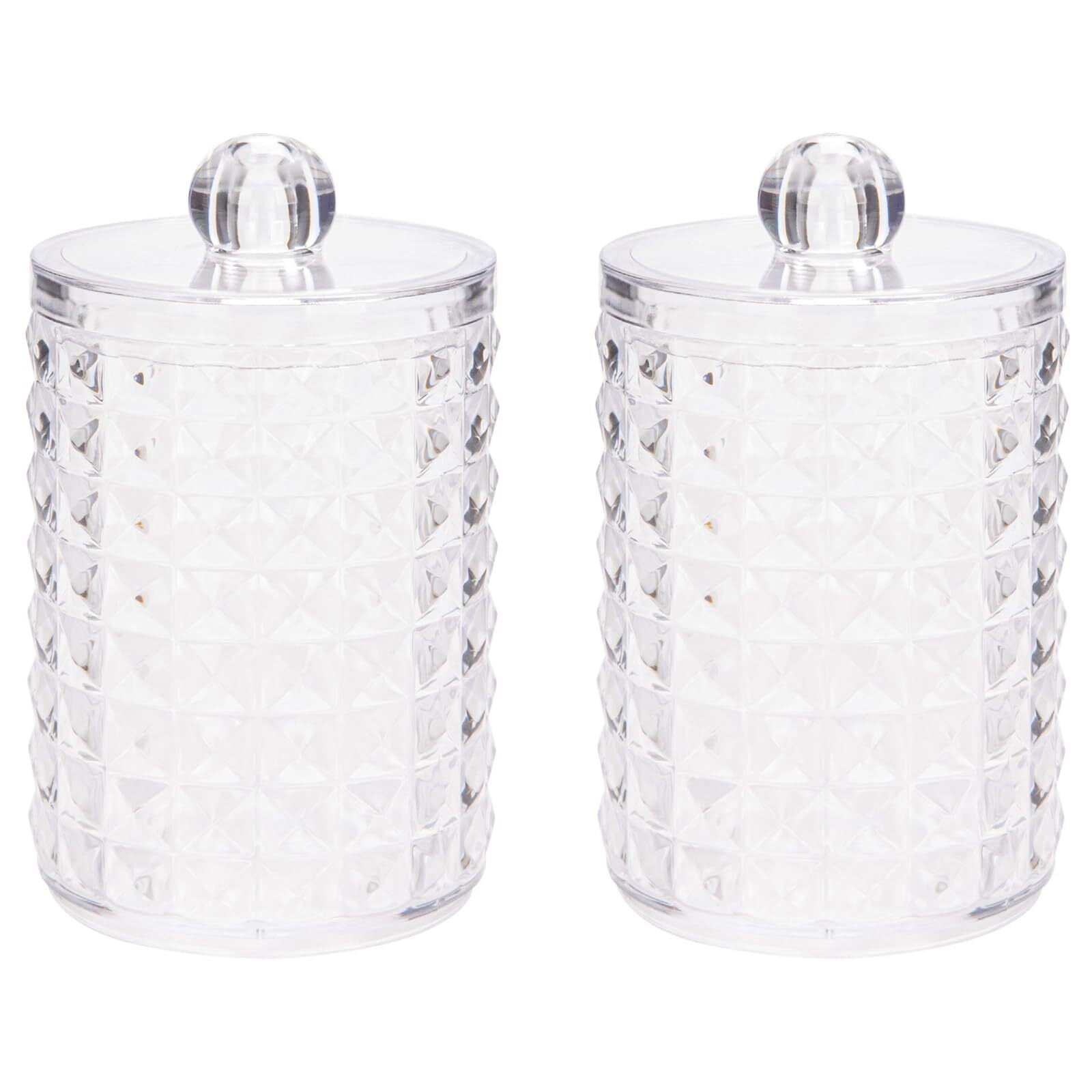 2 Pack Qtip Holder Bathroom Storage Canister for Cotton Ball Cotton ...