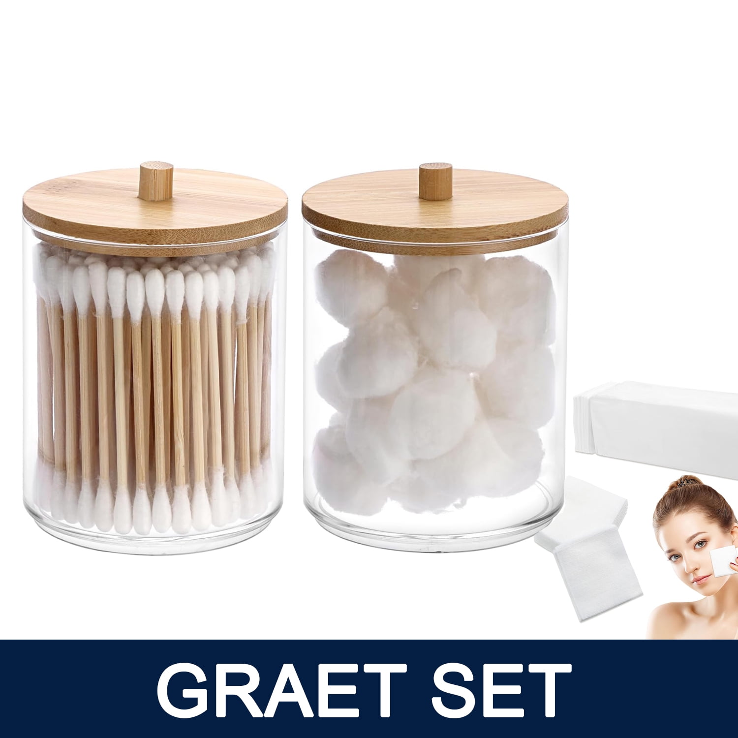 2 Pack Qtip Holder Dispenser with 500pcs Cotton Swabs, for Cotton Ball ...