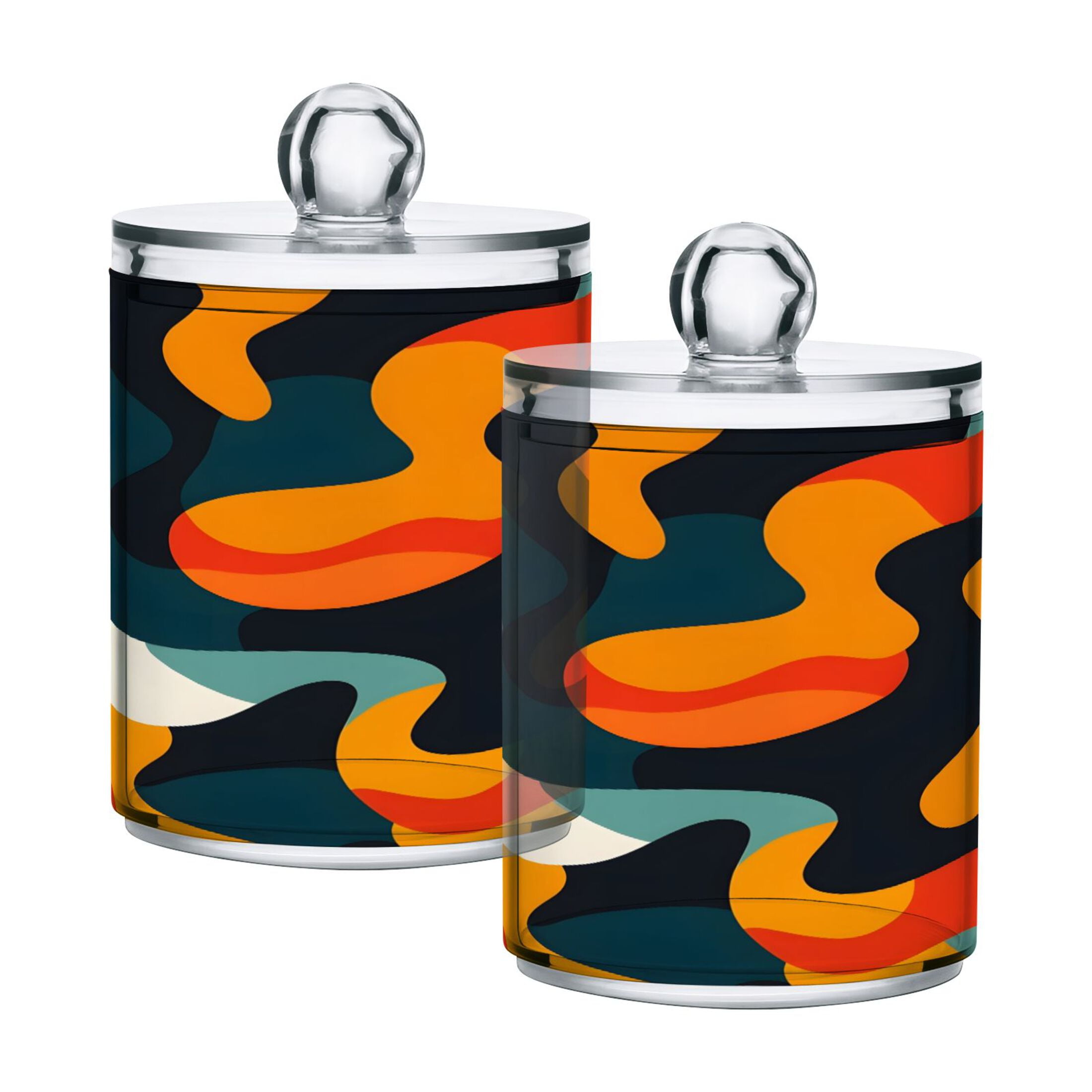 2 Pack Qtip Holder Dispenser Abstract Shapes Camouflage Clear Plastic ...