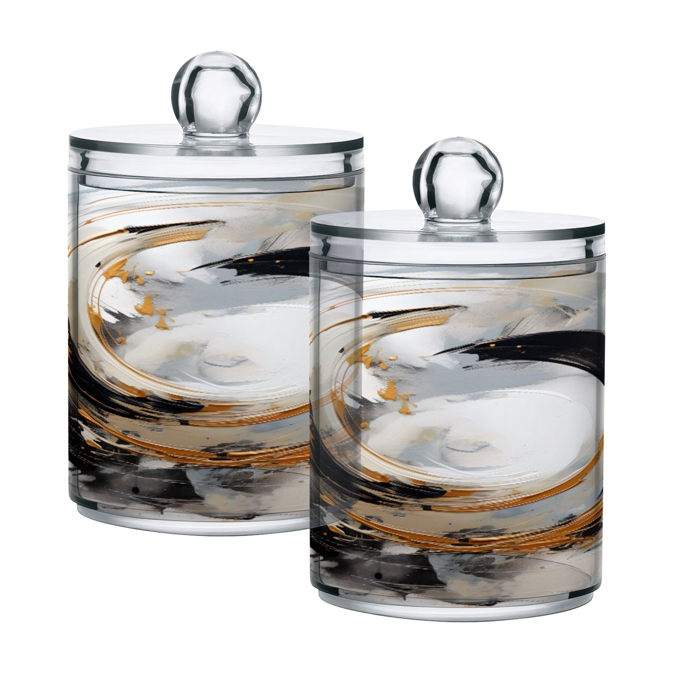 2 Pack Qtip Holder Dispenser Abstract Swirls Circular Clear Plastic ...