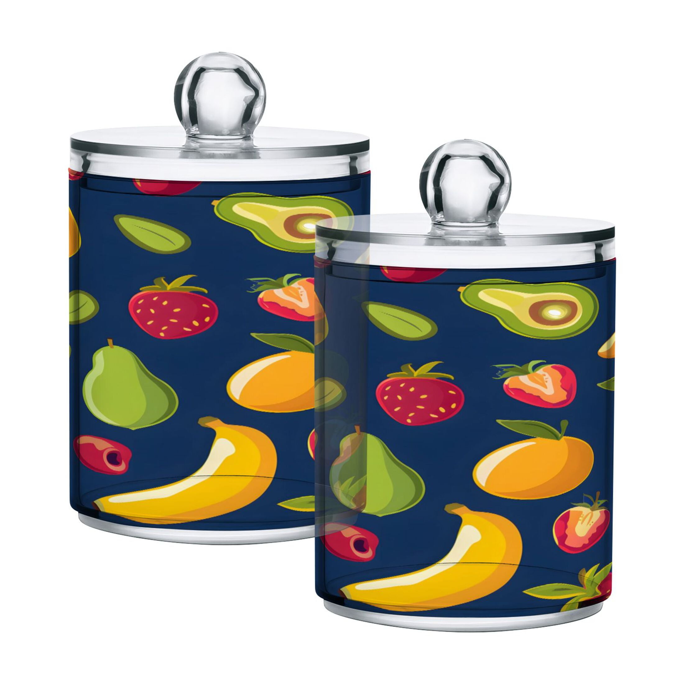 2 Pack Qtip Holder Dispenser Banana Pear Strawberry Grapes Clear ...