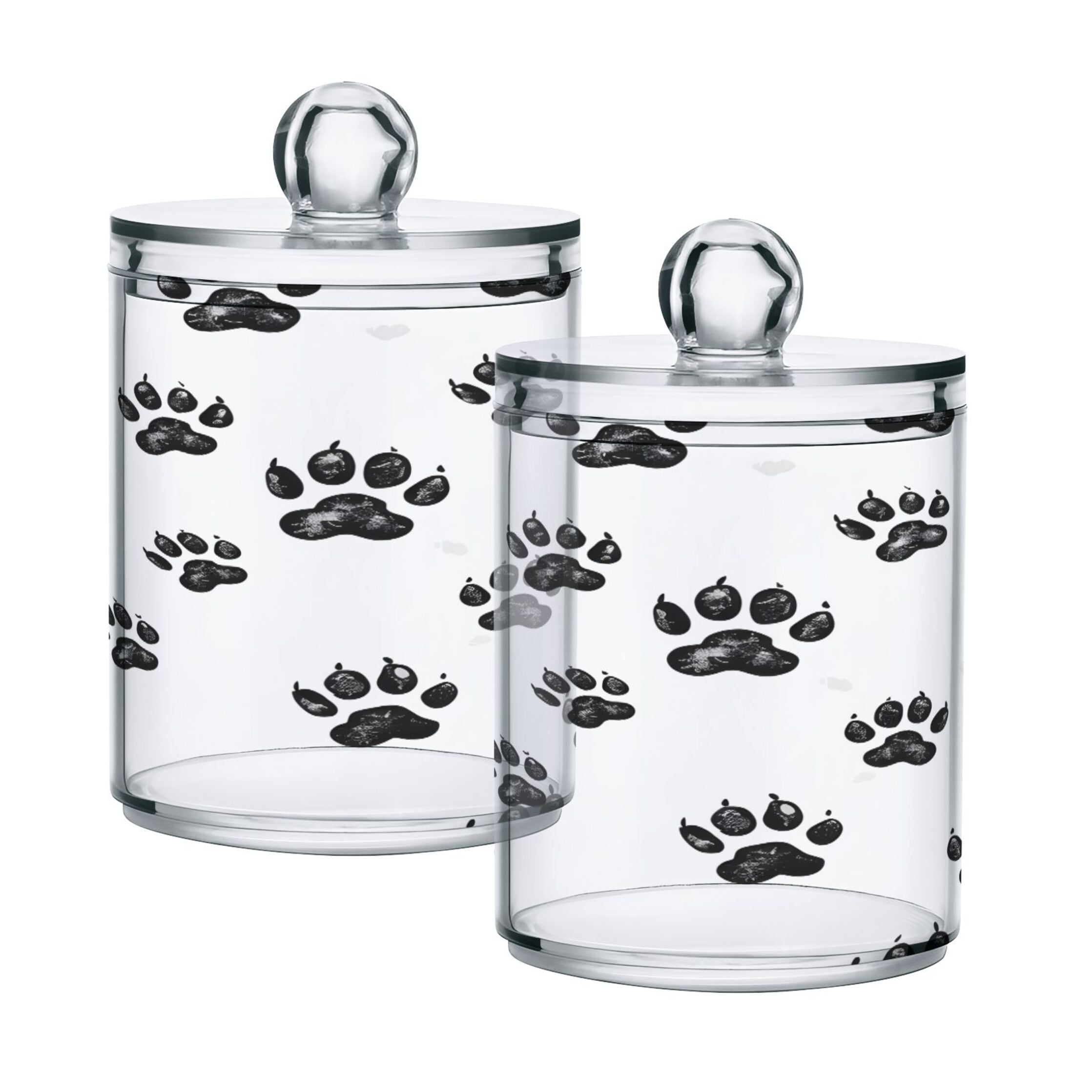2 Pack Qtip Holder Dispenser Bear Paw Clear Plastic Storage Apothecary ...