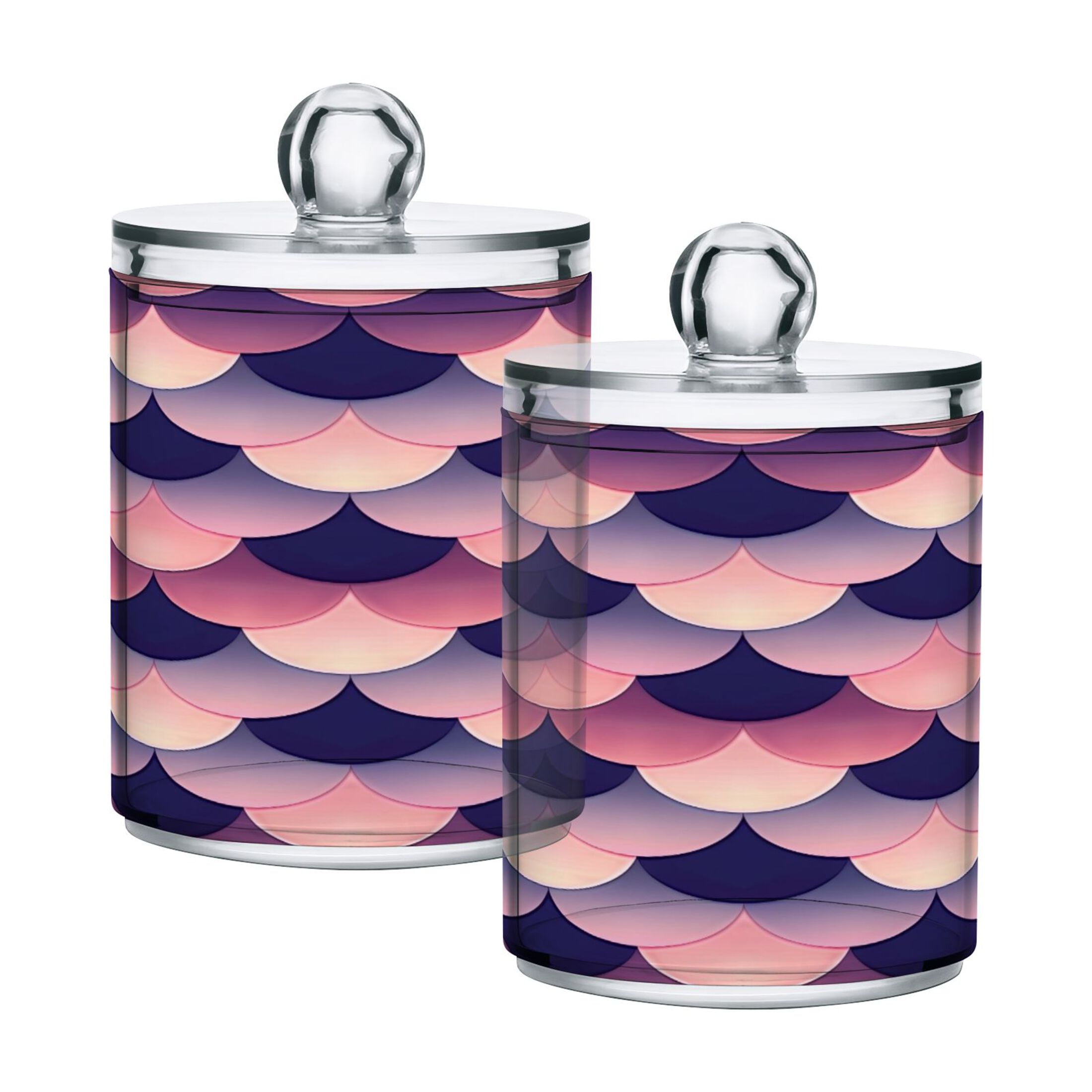 2 Pack Qtip Holder Dispenser Beautiful Fish Scales Clear Plastic ...