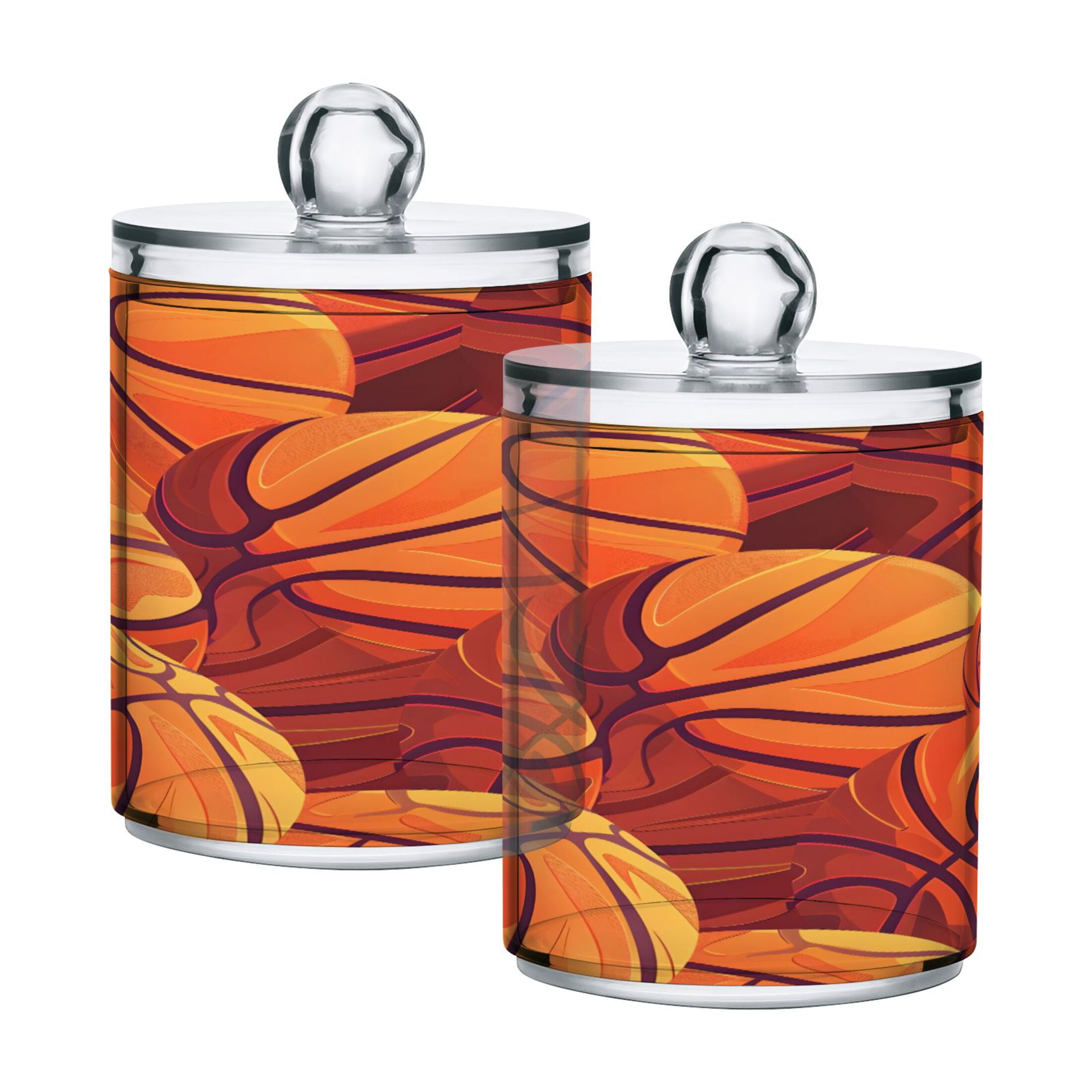 2 Pack Qtip Holder Dispenser Cartoon Basketball Clear Plastic Storage ...