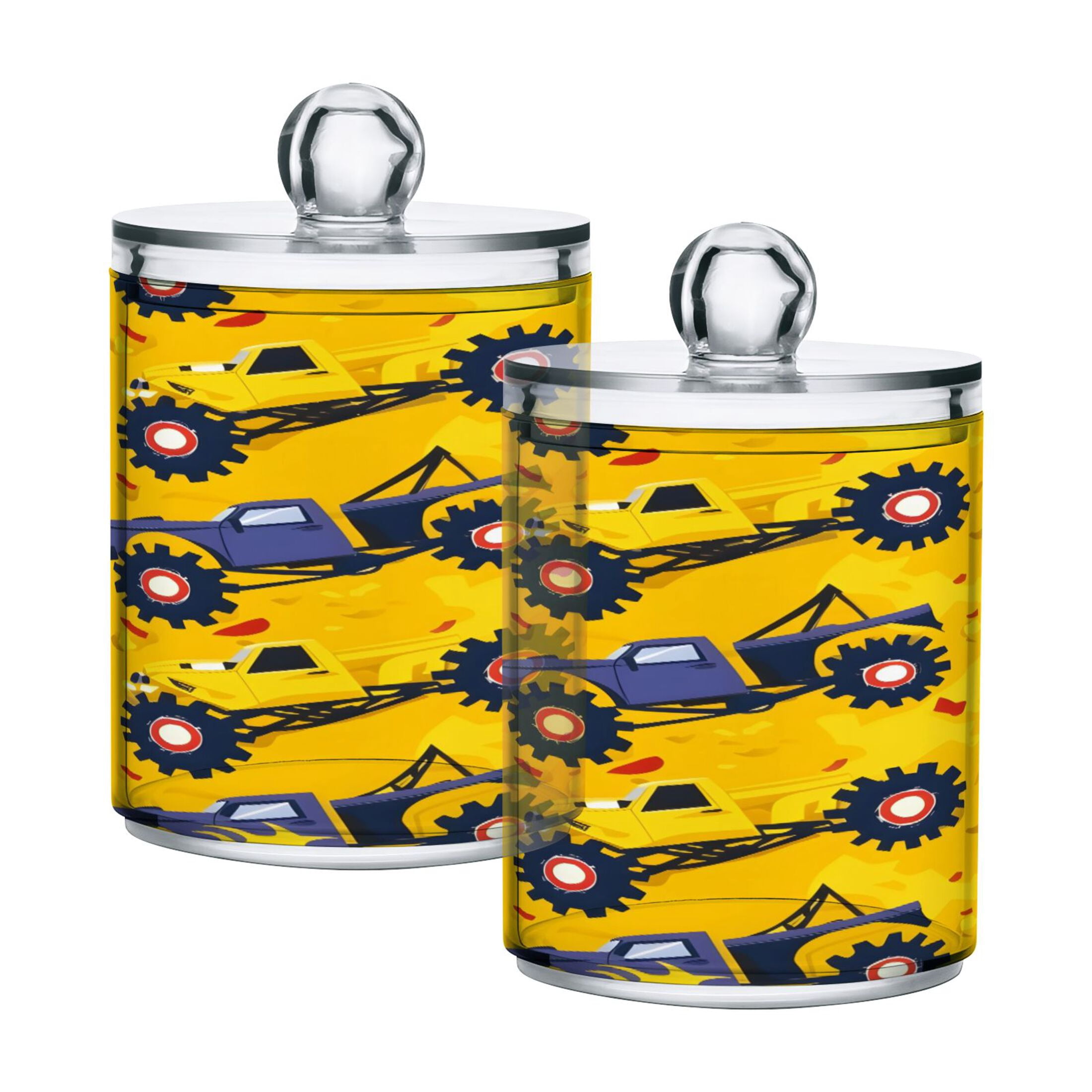2 Pack Qtip Holder Dispenser Cartoon Monster Truck Clear Plastic ...