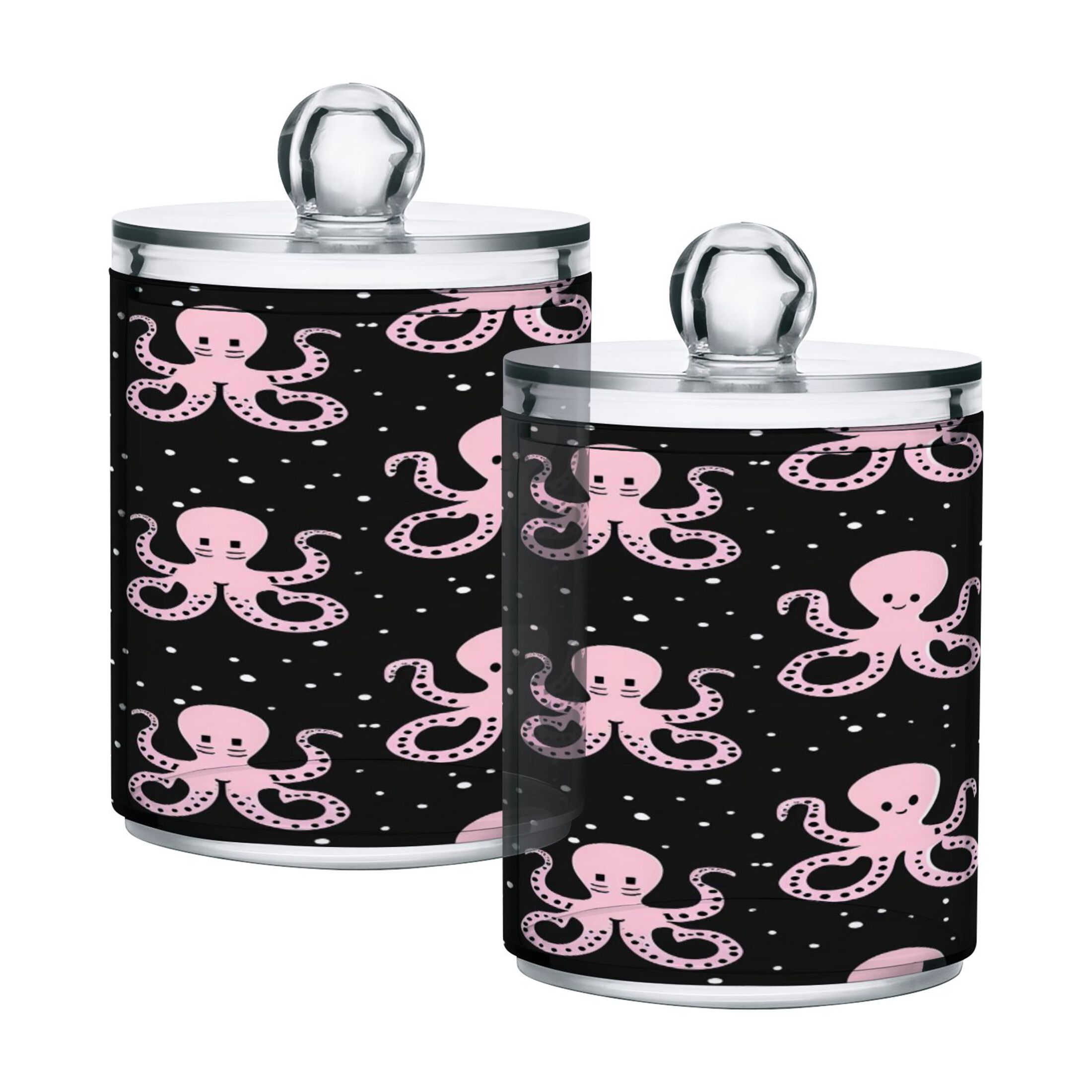 2 Pack Qtip Holder Dispenser Cartoon Octopus in Galaxy Clear Plastic ...