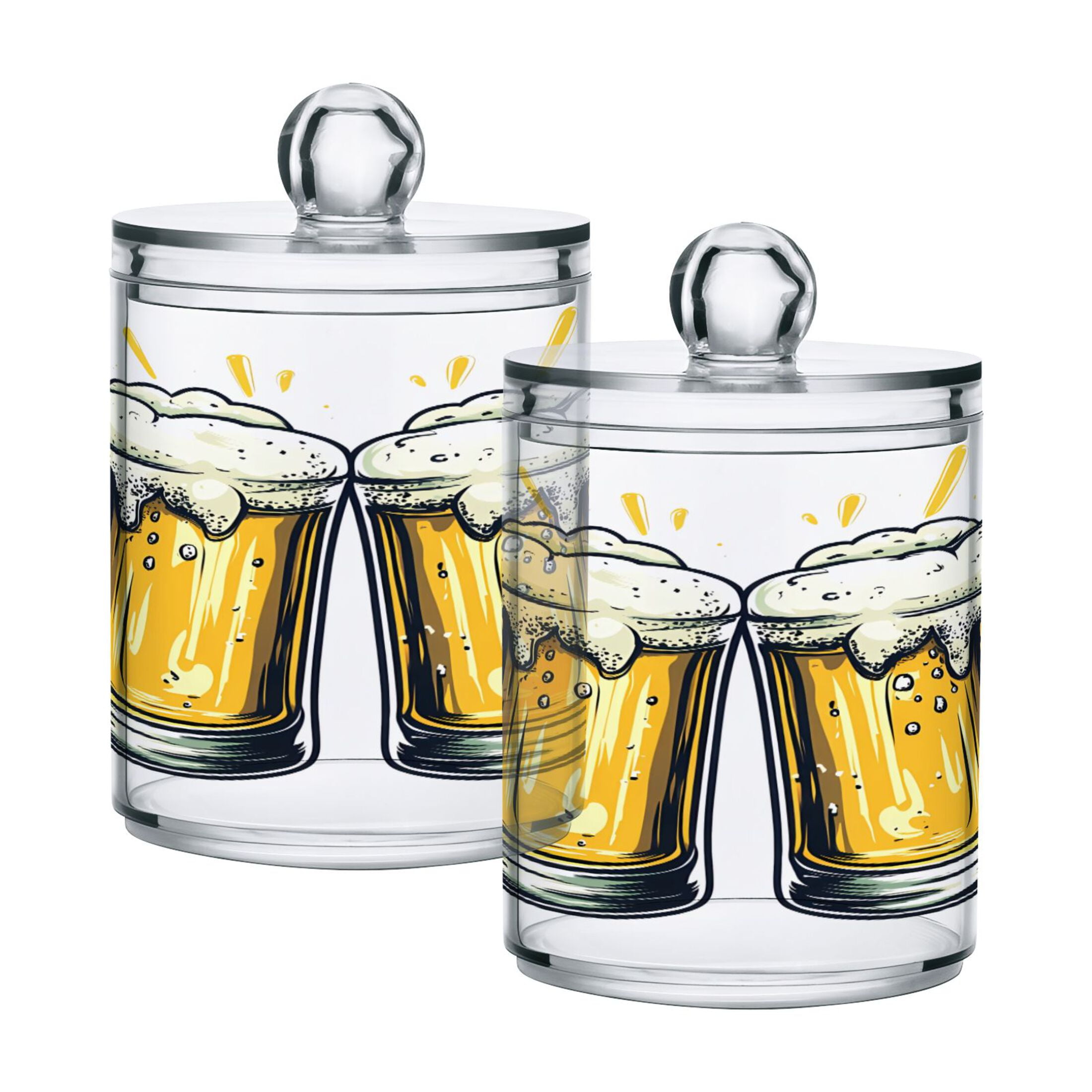 2 Pack Qtip Holder Dispenser Cheers for Beer Mugs Clear Plastic Storage ...