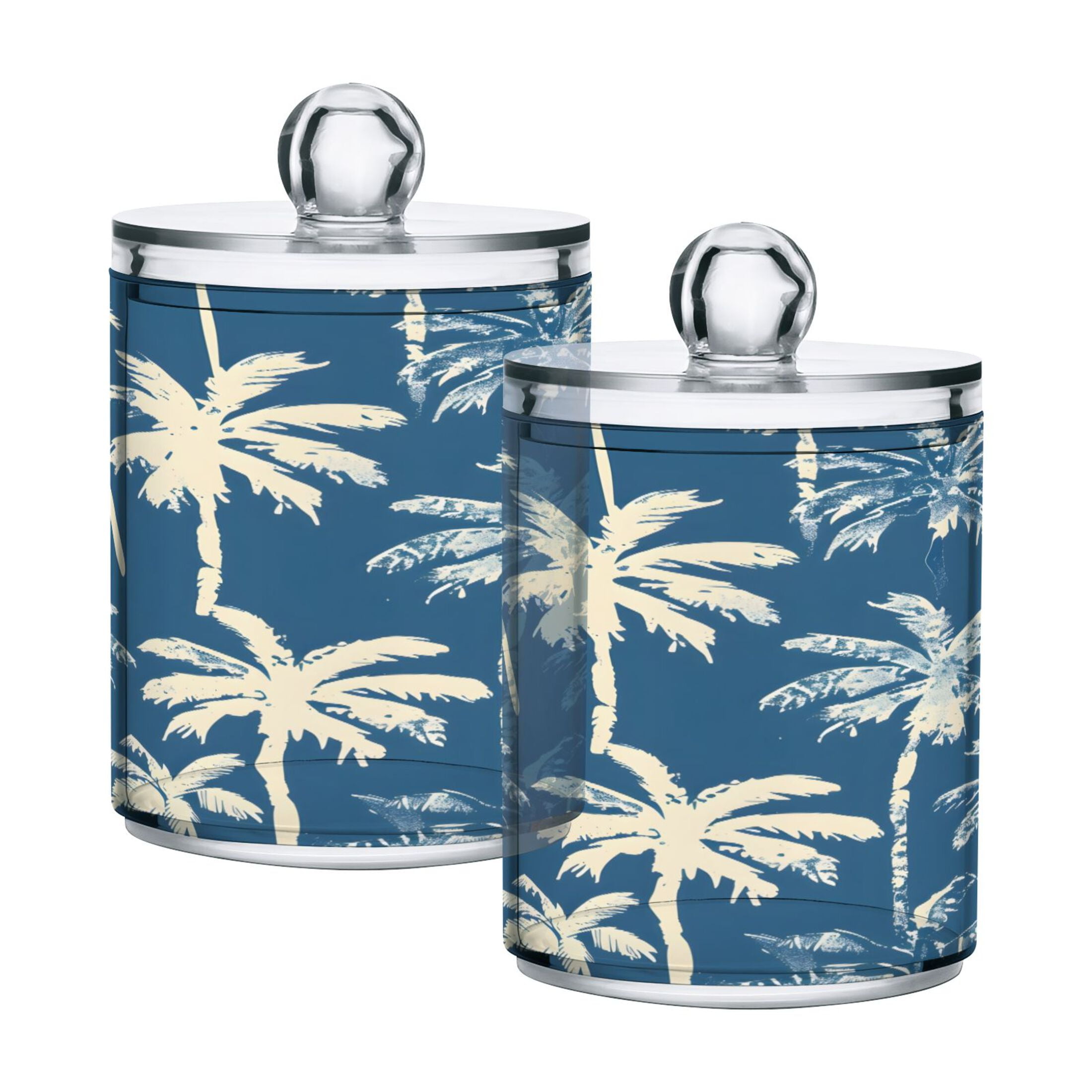 2 Pack Qtip Holder Dispenser Coconut Tree Clear Plastic Storage ...