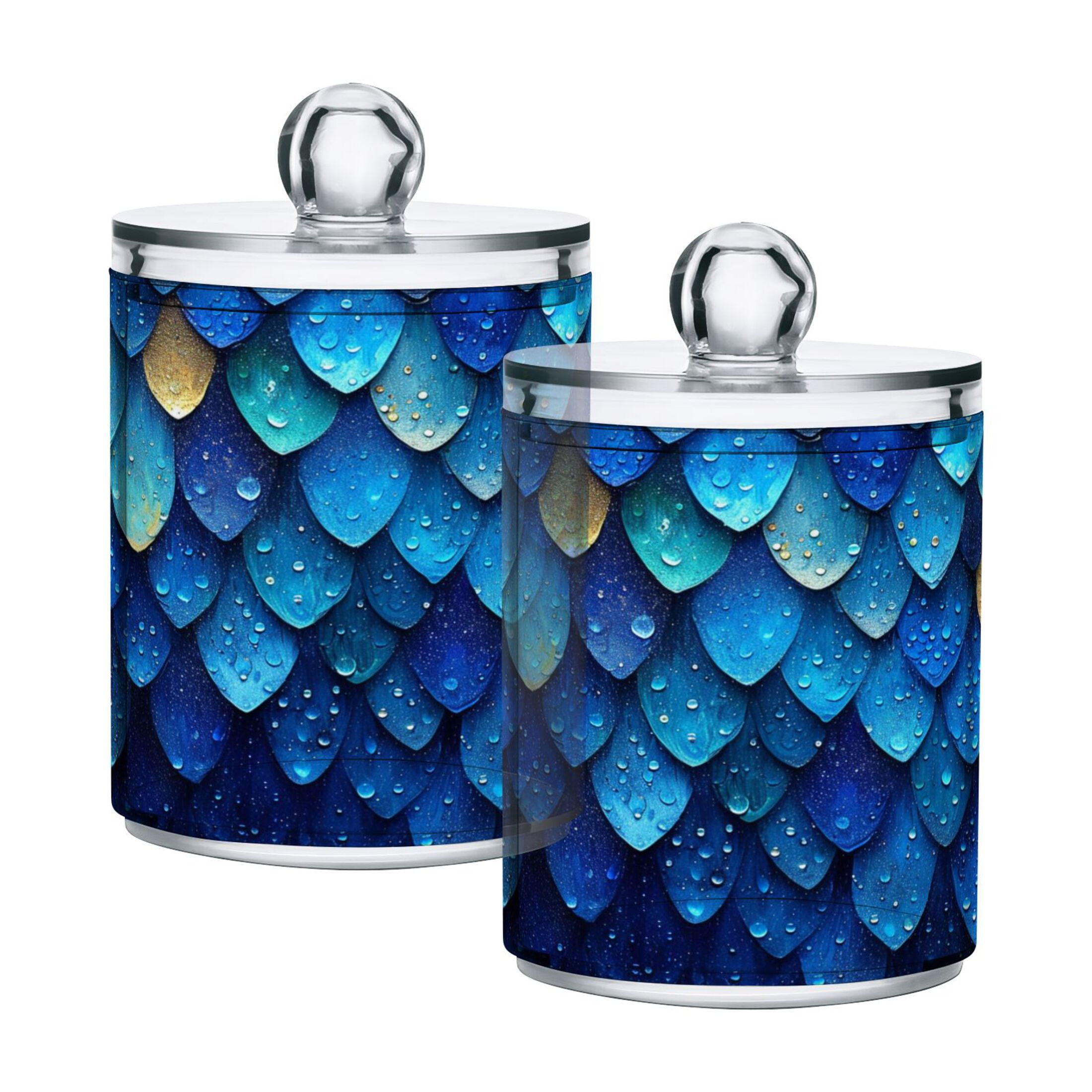 2 Pack Qtip Holder Dispenser Dragon Scales Raindrops Clear Plastic ...
