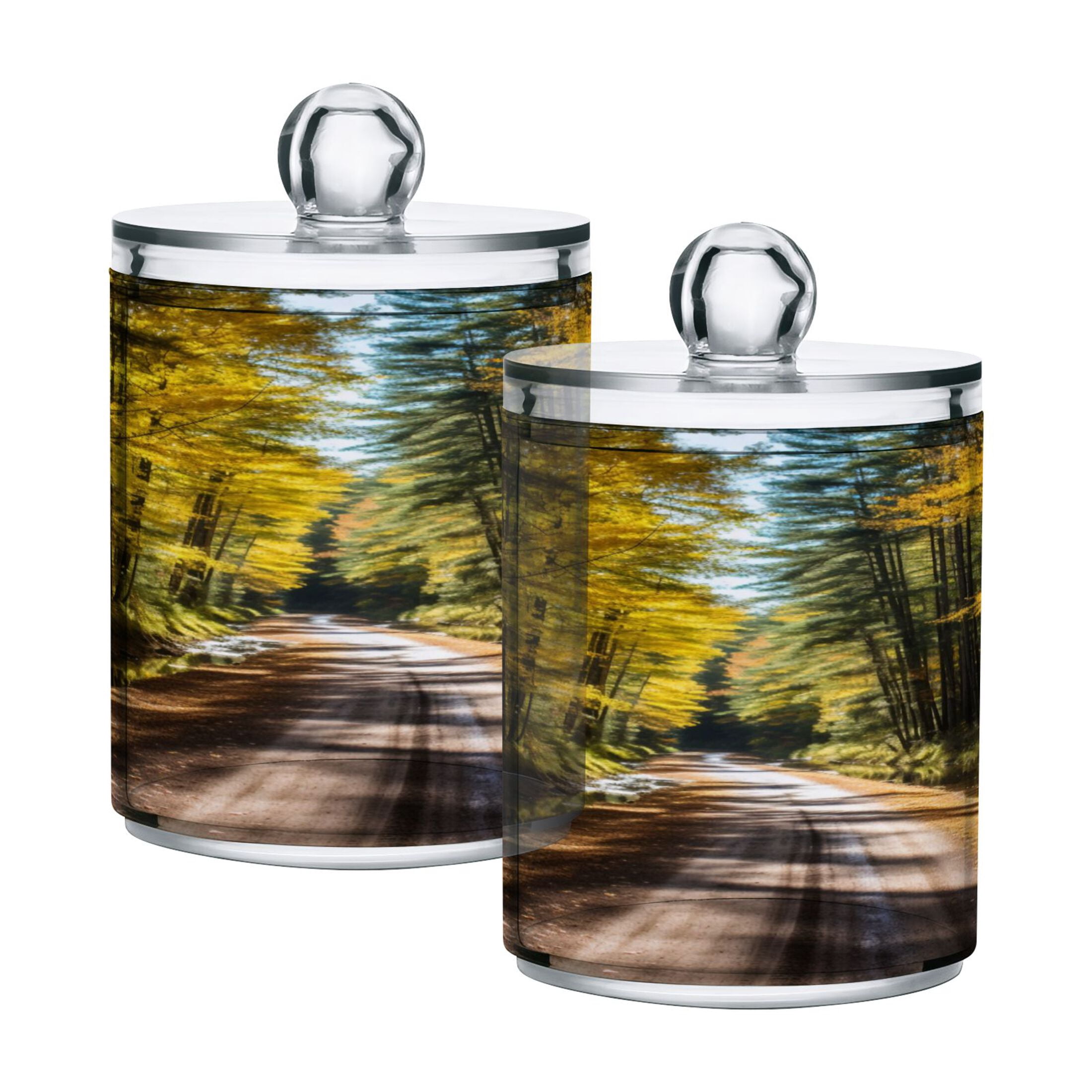 2 Pack Qtip Holder Dispenser Forest and Path Clear Plastic Storage ...