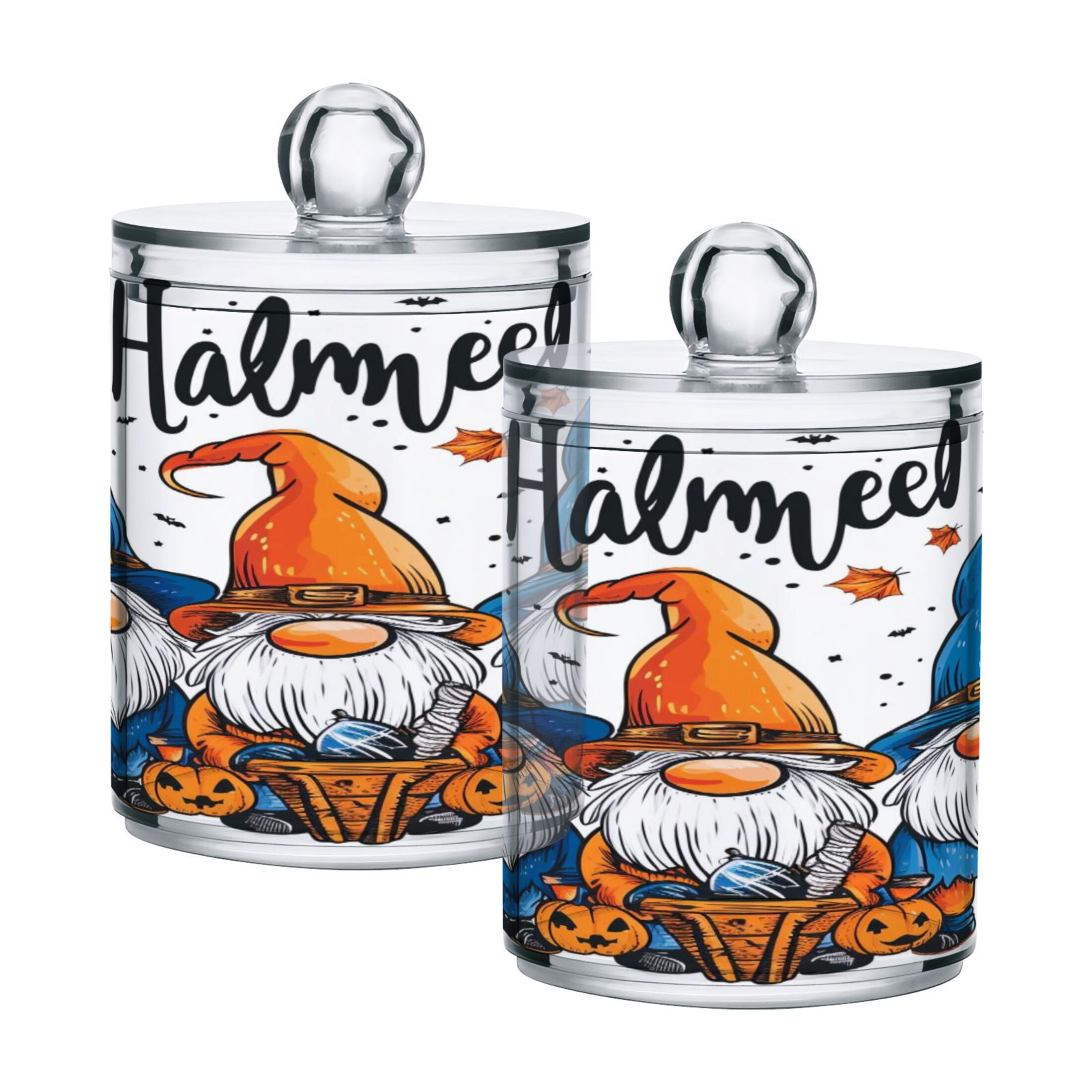 2 Pack Qtip Holder Dispenser Halloween Dwarf Clear Plastic Storage ...