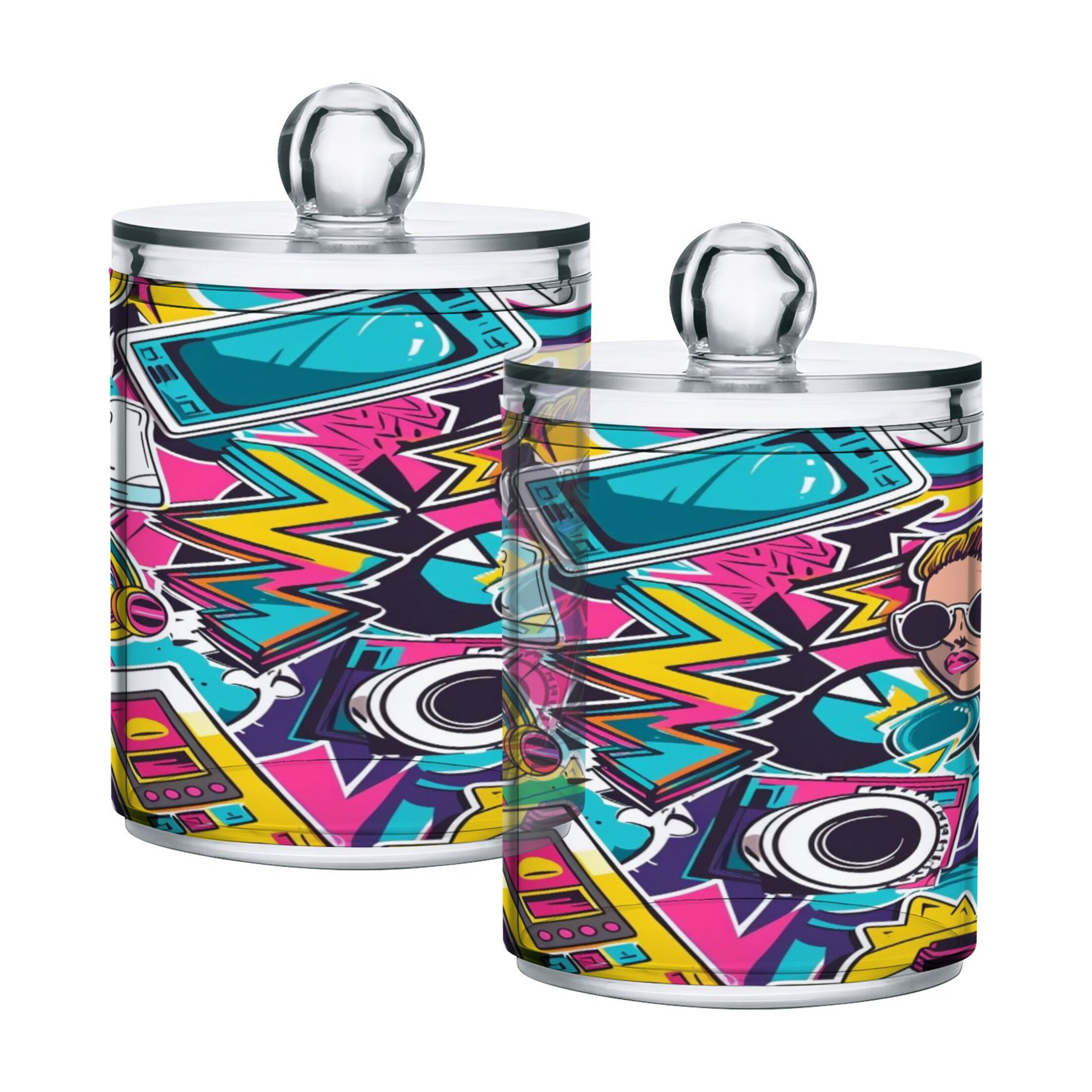 2 Pack Qtip Holder Dispenser Hip Hop Street Graffiti Clear Plastic ...