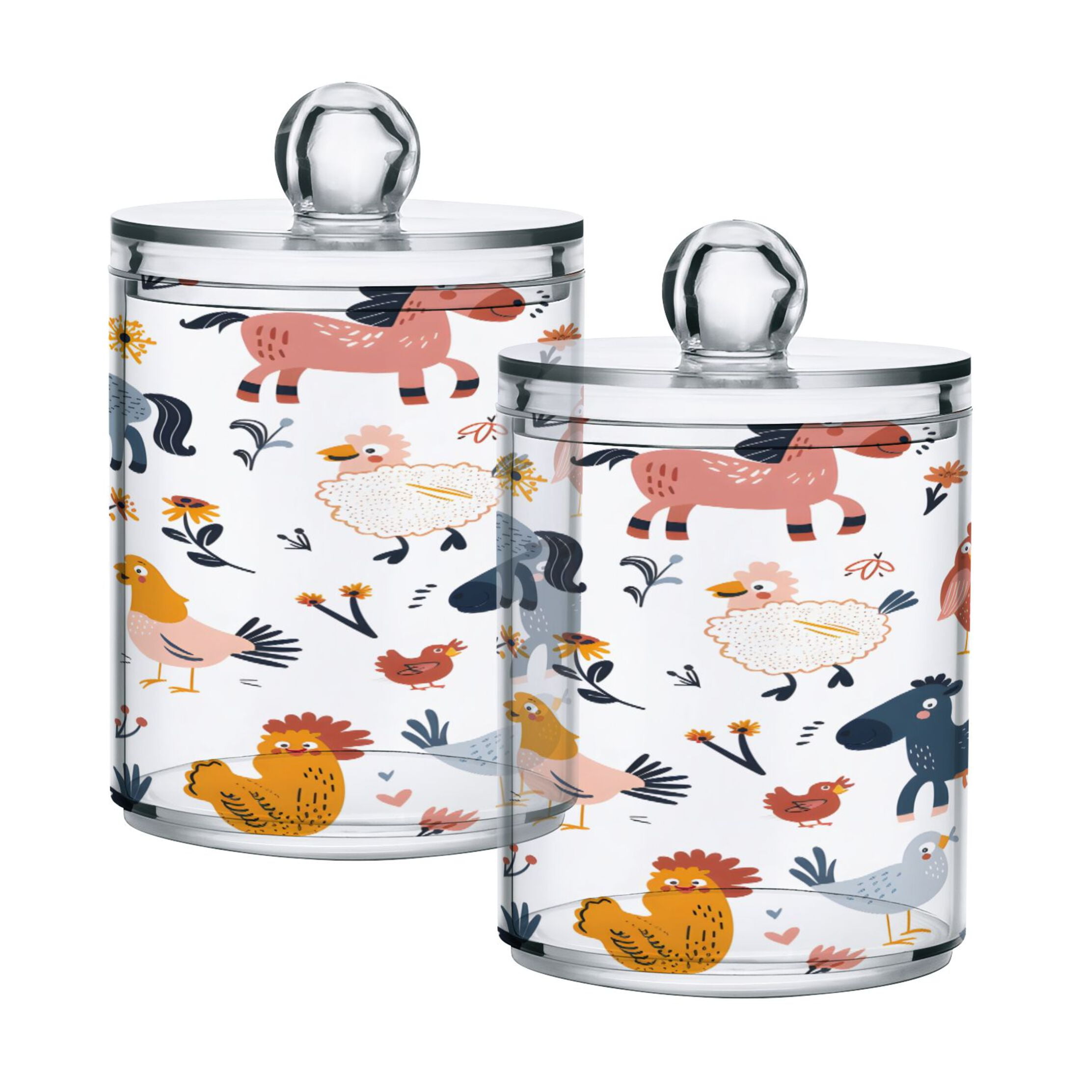 2 Pack Qtip Holder Dispenser Horse Cow Chicken Bird Clear Plastic ...