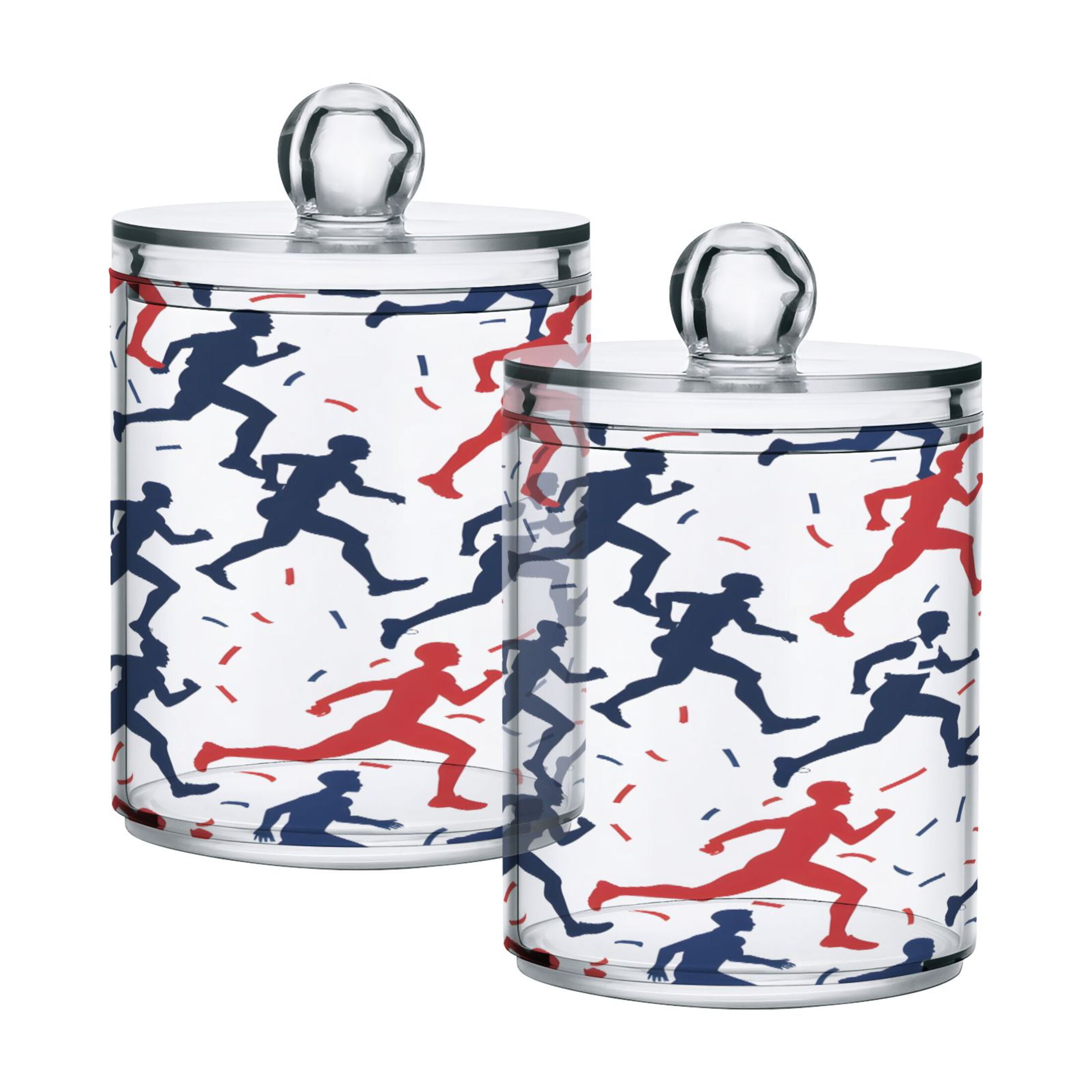 2 Pack Qtip Holder Dispenser Human Runing Clear Plastic Storage ...