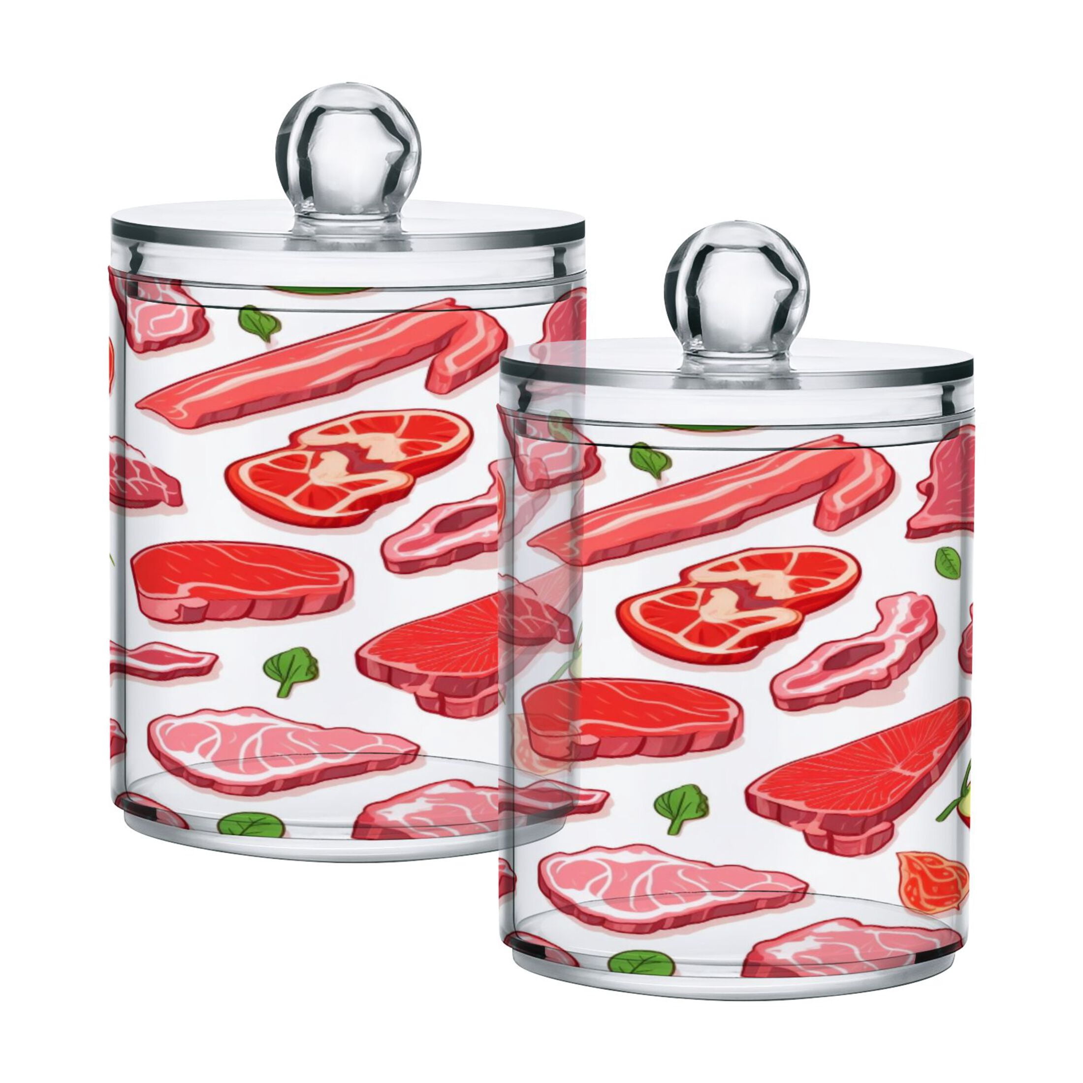 2 Pack Qtip Holder Dispenser Meat and Leaf Clear Plastic Storage ...