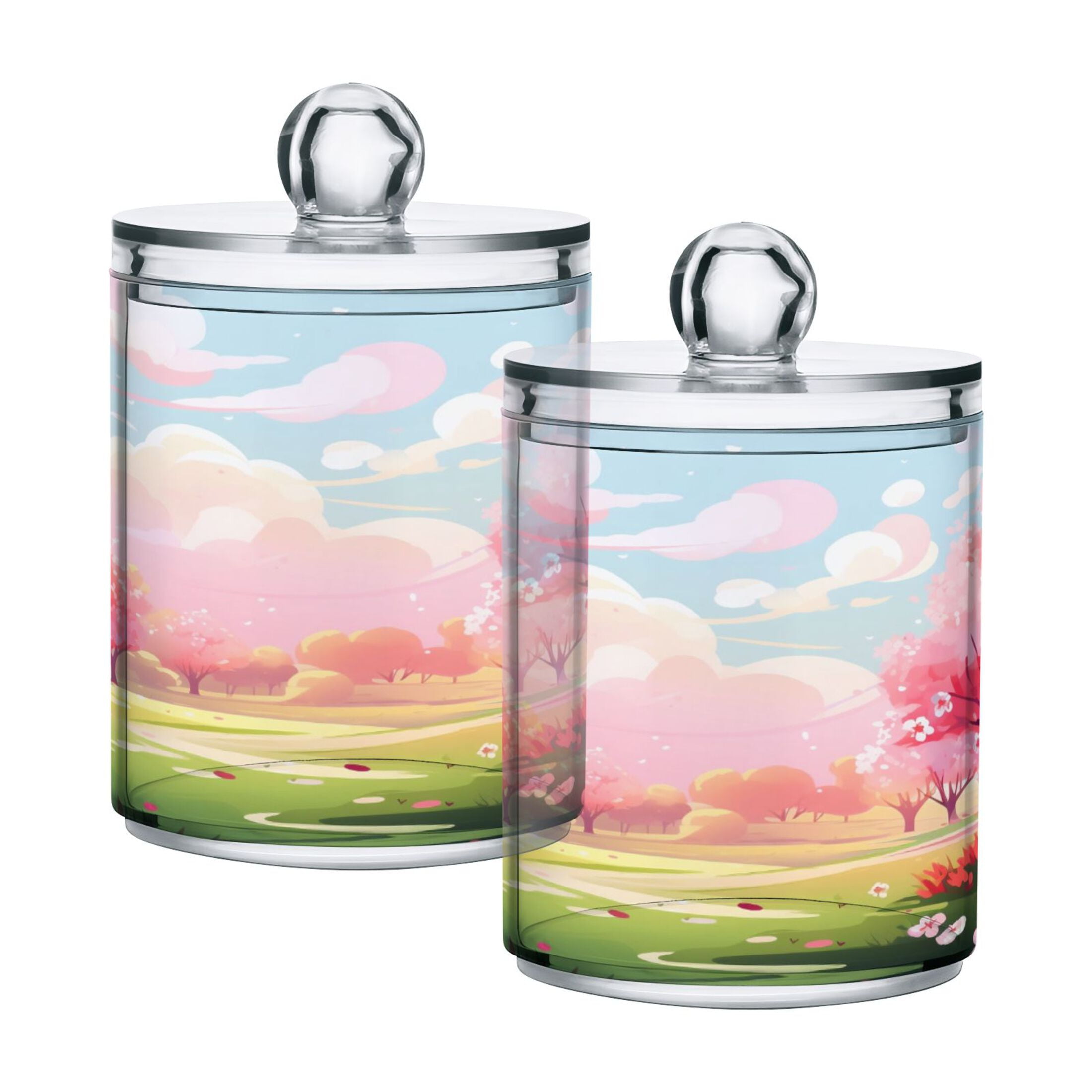 2 Pack Qtip Holder Dispenser Path in Cherry Blossom Forest Clear ...