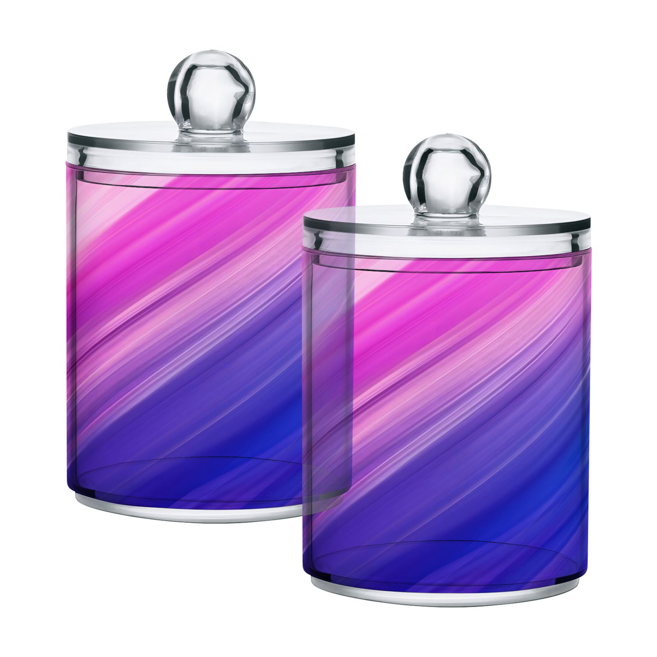 2 Pack Qtip Holder Dispenser Pink To Blue Gradient Color Clear Plastic ...