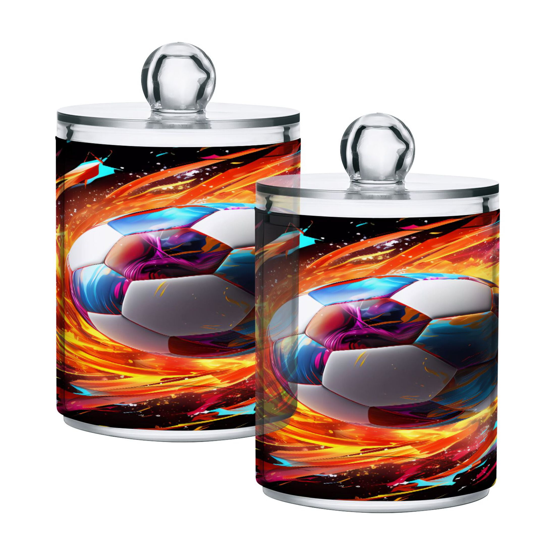 2 Pack Qtip Holder Dispenser Rotating Football Clear Plastic Storage ...